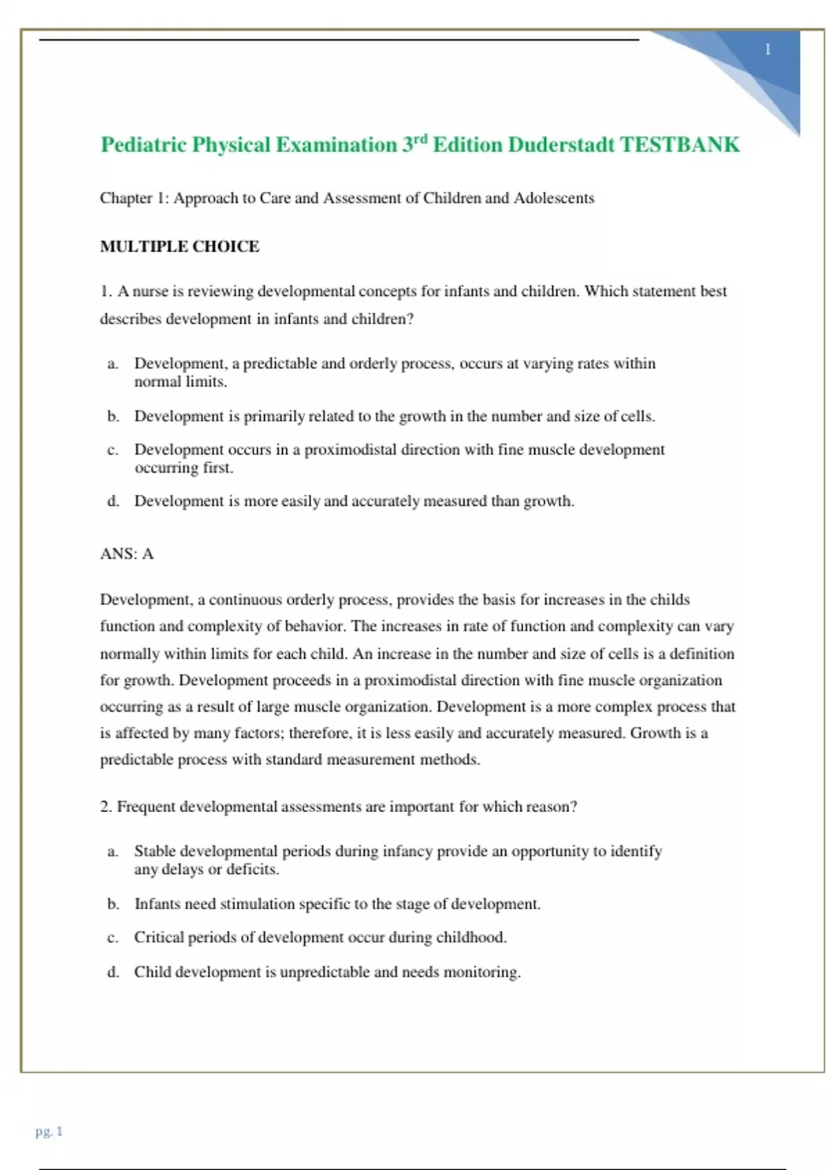 Test Bank For Pediatric Physical Examination An Illustrated Handbook ...