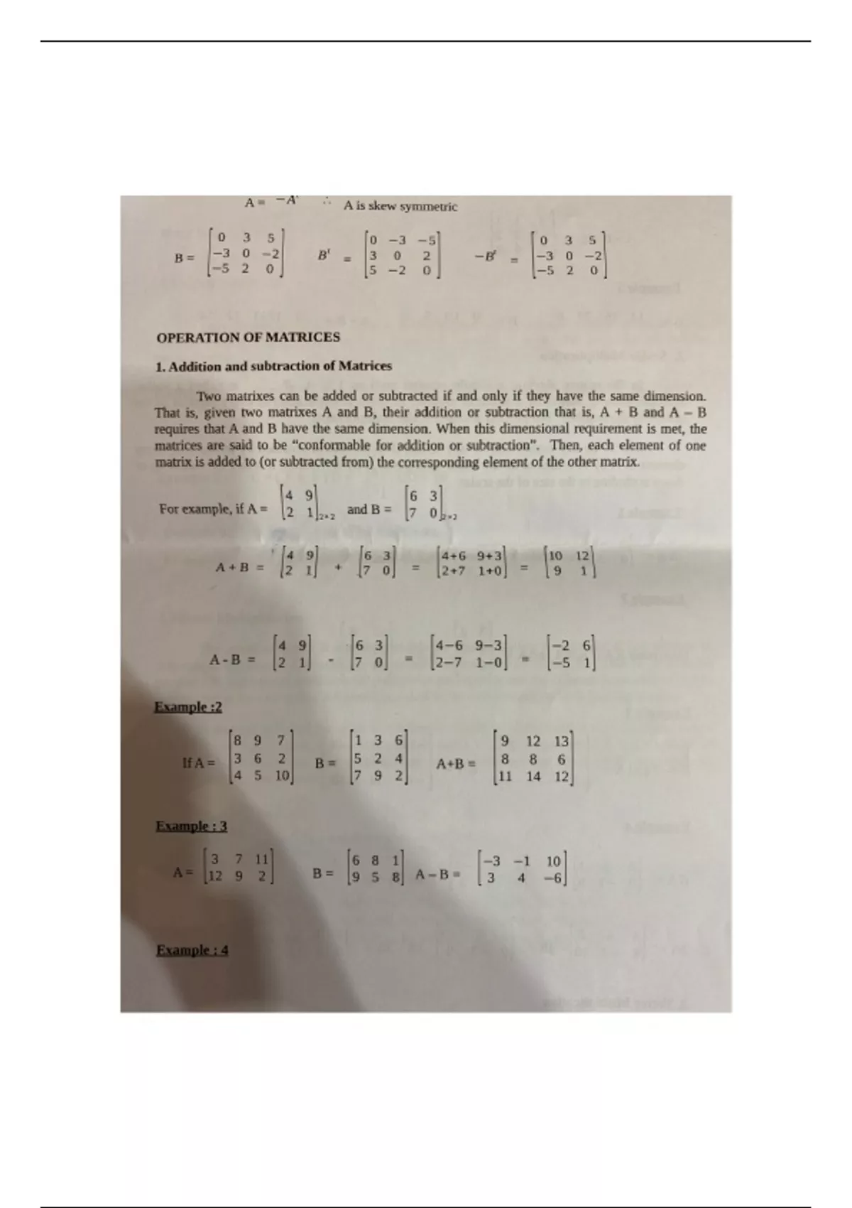 Operations Of matrix - B.SC. MATHEMATICS - Stuvia US