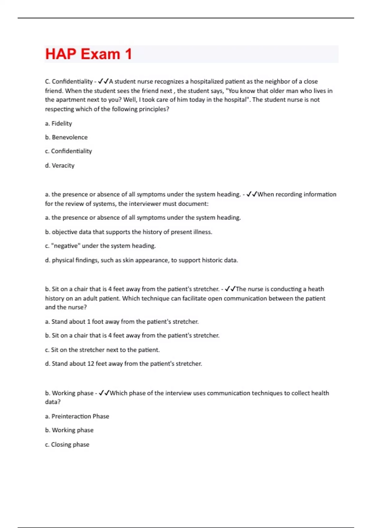 HAP Exam 1 | Questions and Answers with complete solution - HAP - Stuvia US