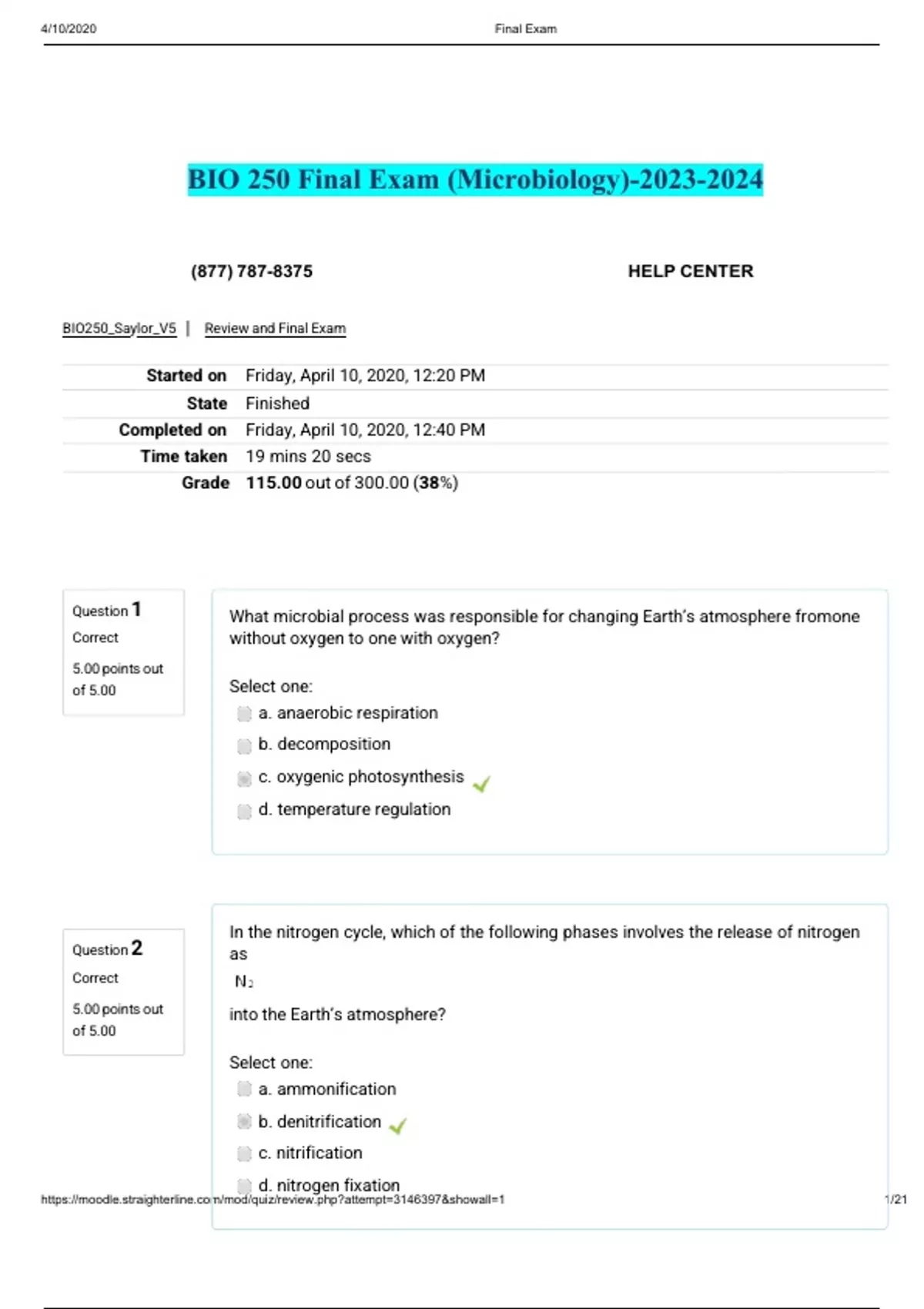 BIO 250 Final Exam (Microbiology)- - BIO 250 (BIO250) - Stuvia US