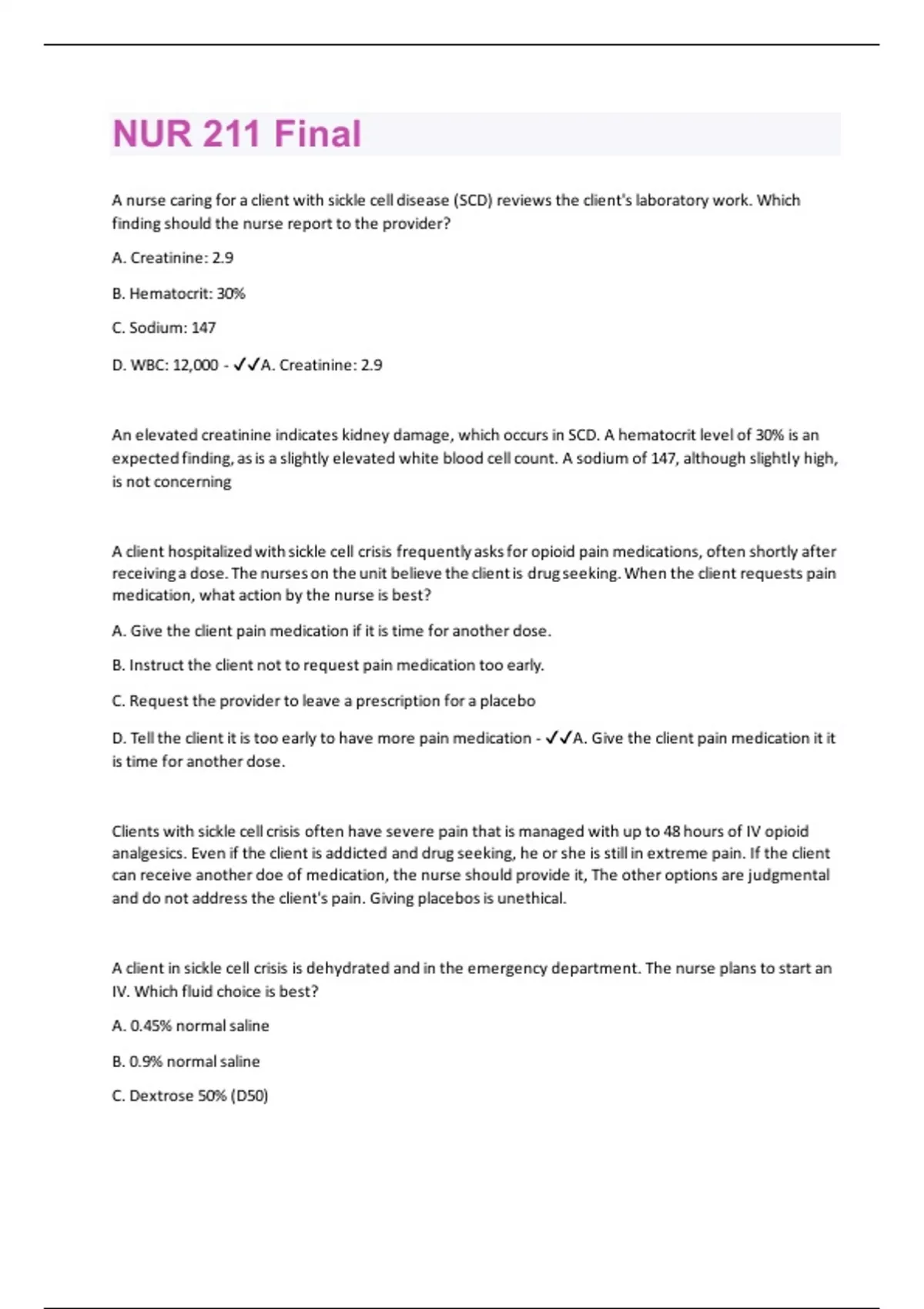 NUR 211 Final | 550 Questions and Answers(A+ Solution guide) - NUR 211 ...