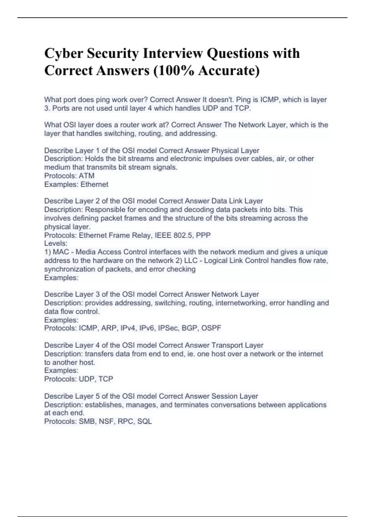 Cyber Security Interview Questions With Correct Answers 100 Accurate Cyber Security