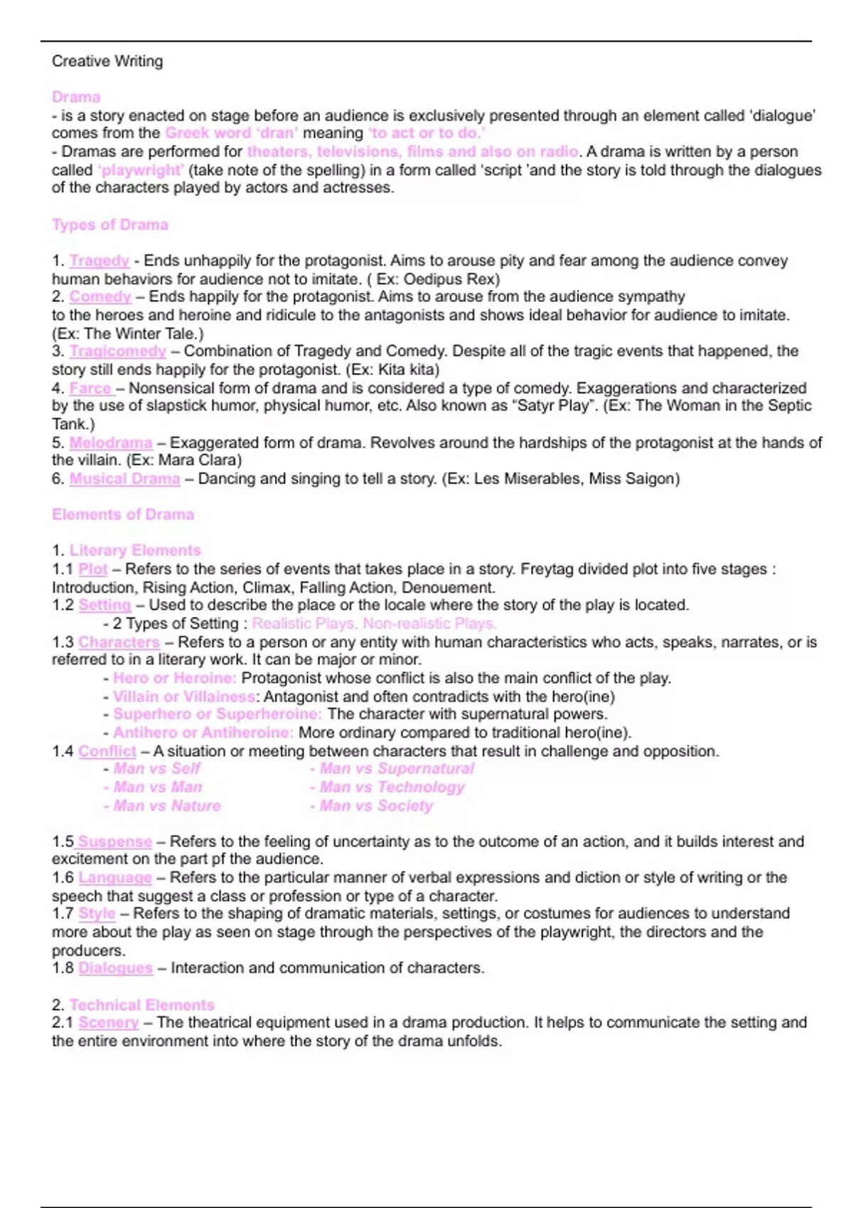 A Reviewer all about Drama - Creative Writing - Stuvia US