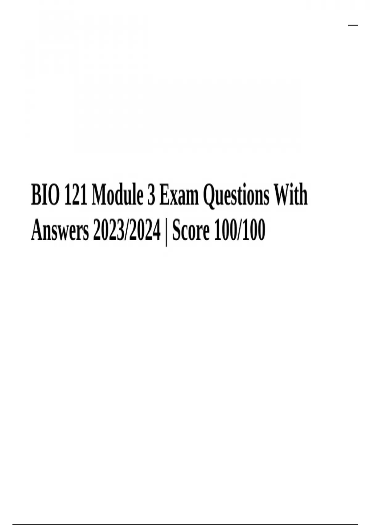 BIO 121 Module 3 Exam Questions With Correct Answers - Latest 2023/2024 ...