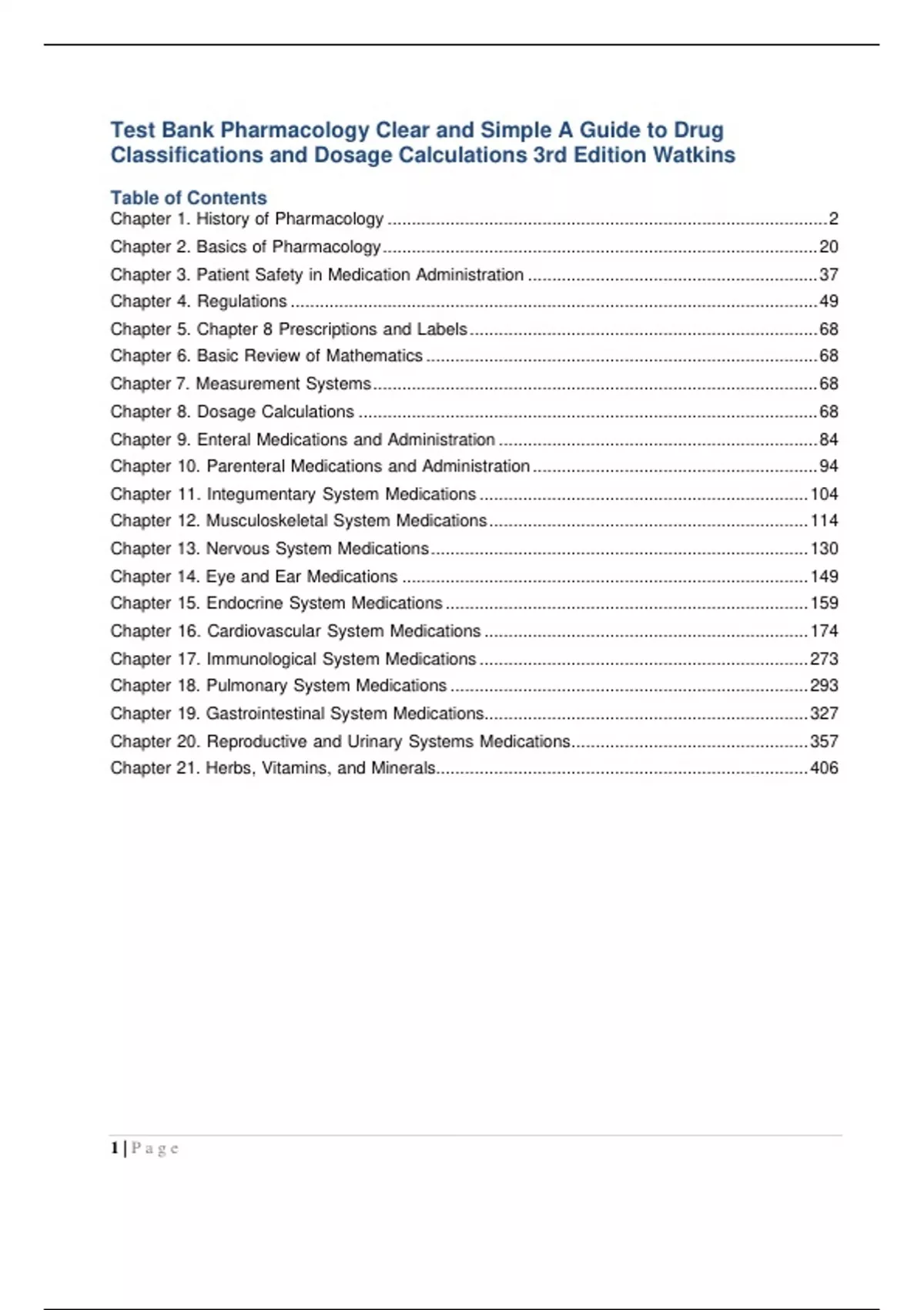 Test Bank Pharmacology Clear and Simple A Guide to Drug Classifications ...
