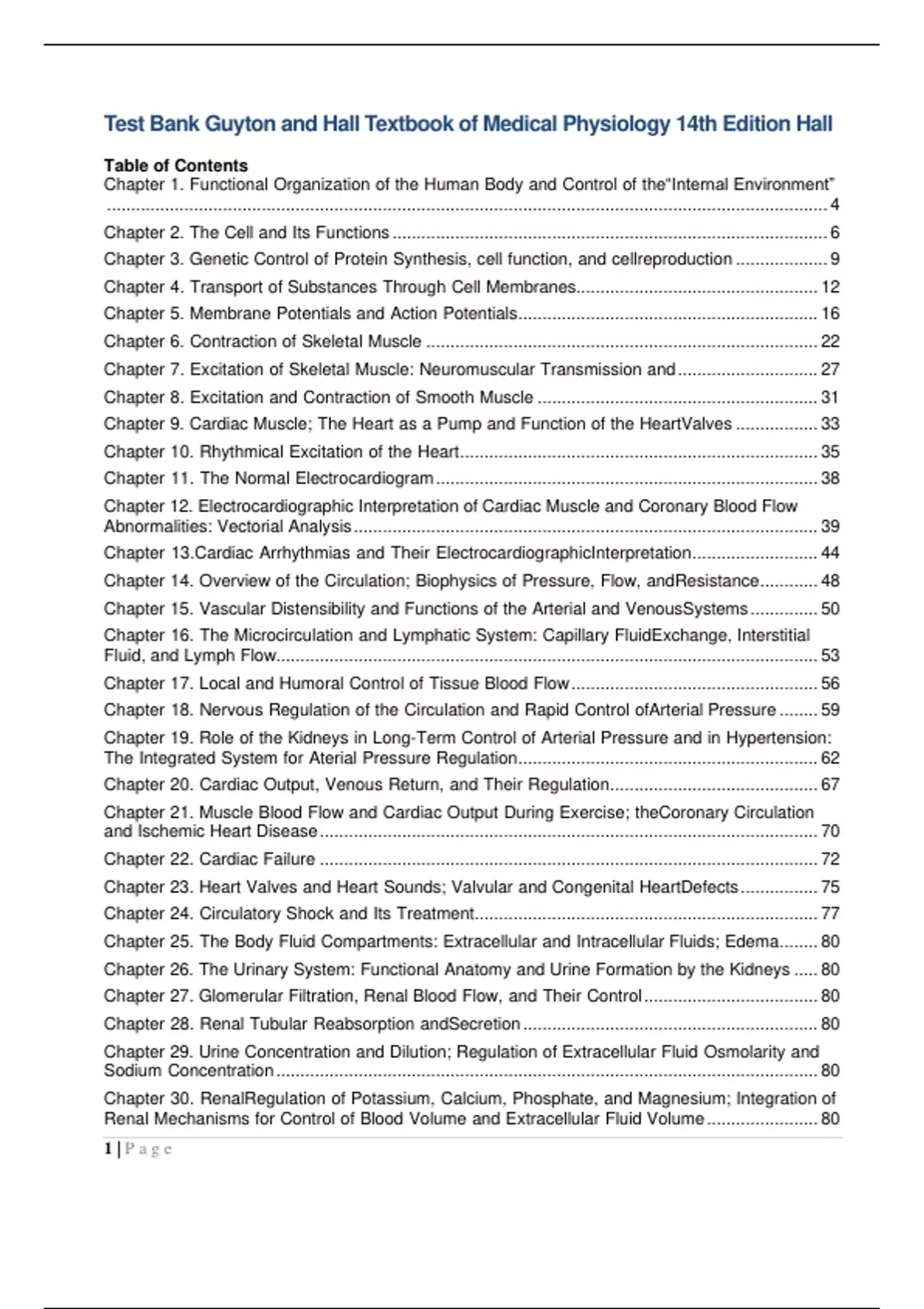 Test Bank Guyton and Hall Textbook of Medical Physiology 14th Edition ...