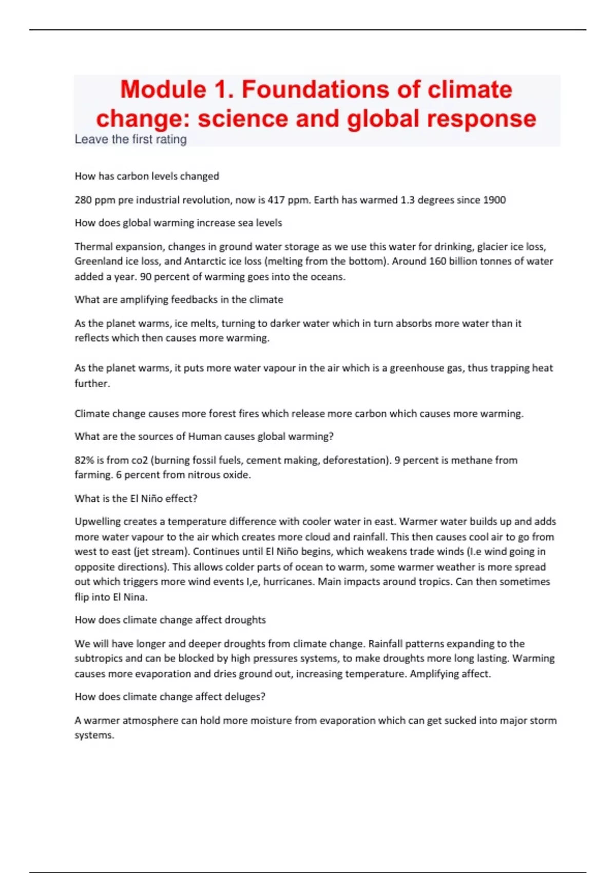 Module 1. Foundations of climate change: science and global response ...