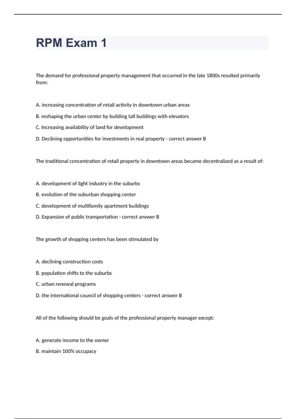 RPM Exam 1 question and answers graded A+ 2023 - RPM - Stuvia US