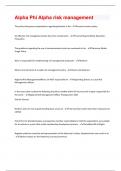 Alpha Phi Alpha risk management | 71 Questions and Answers(A+ Solution ...