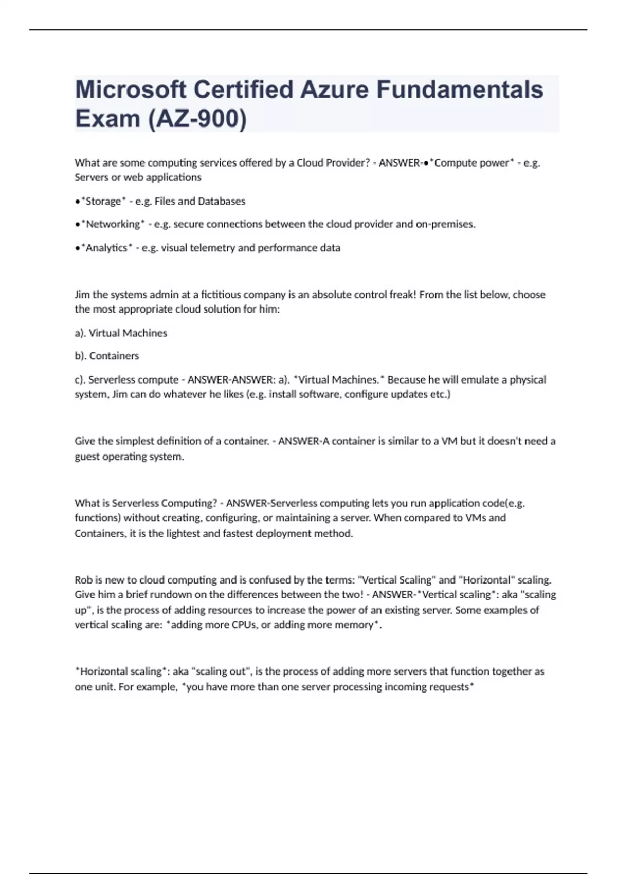 Microsoft Certified Azure Fundamentals Exam (AZ-900) - Microsoft ...