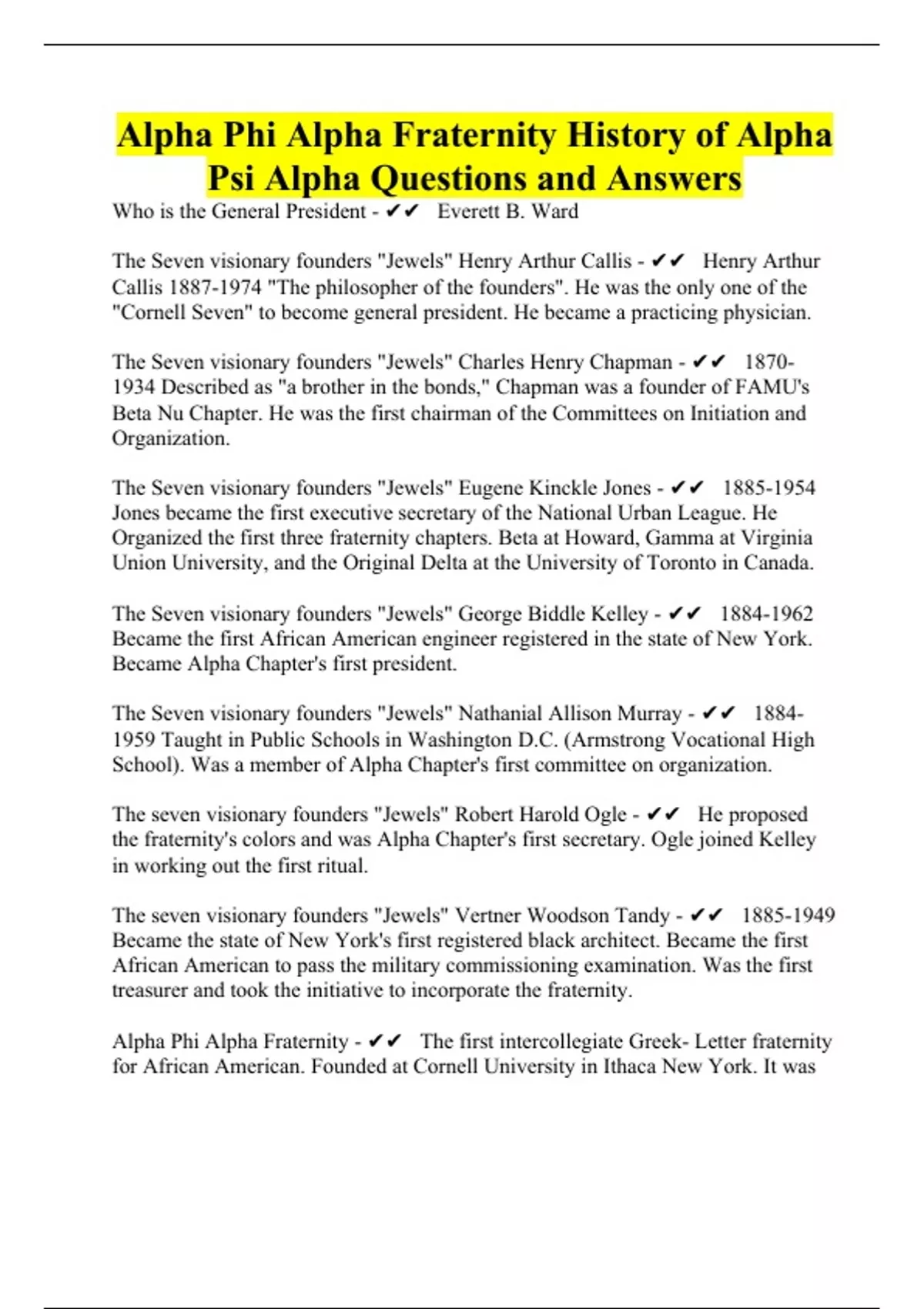 Alpha Phi Alpha Fraternity History of Alpha Psi Alpha Questions and ...