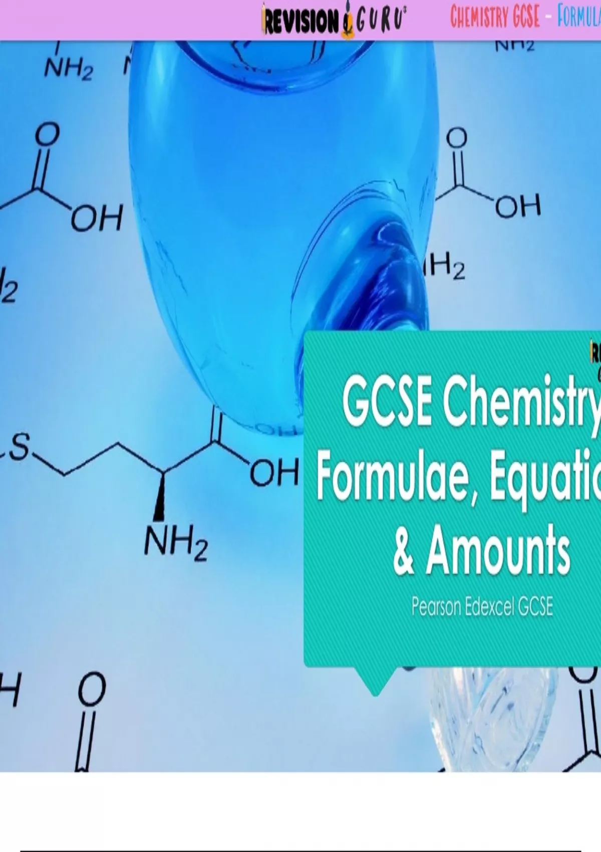 Summary GCSE Chemistry - Formulae, Equations & Amounts - Science ...