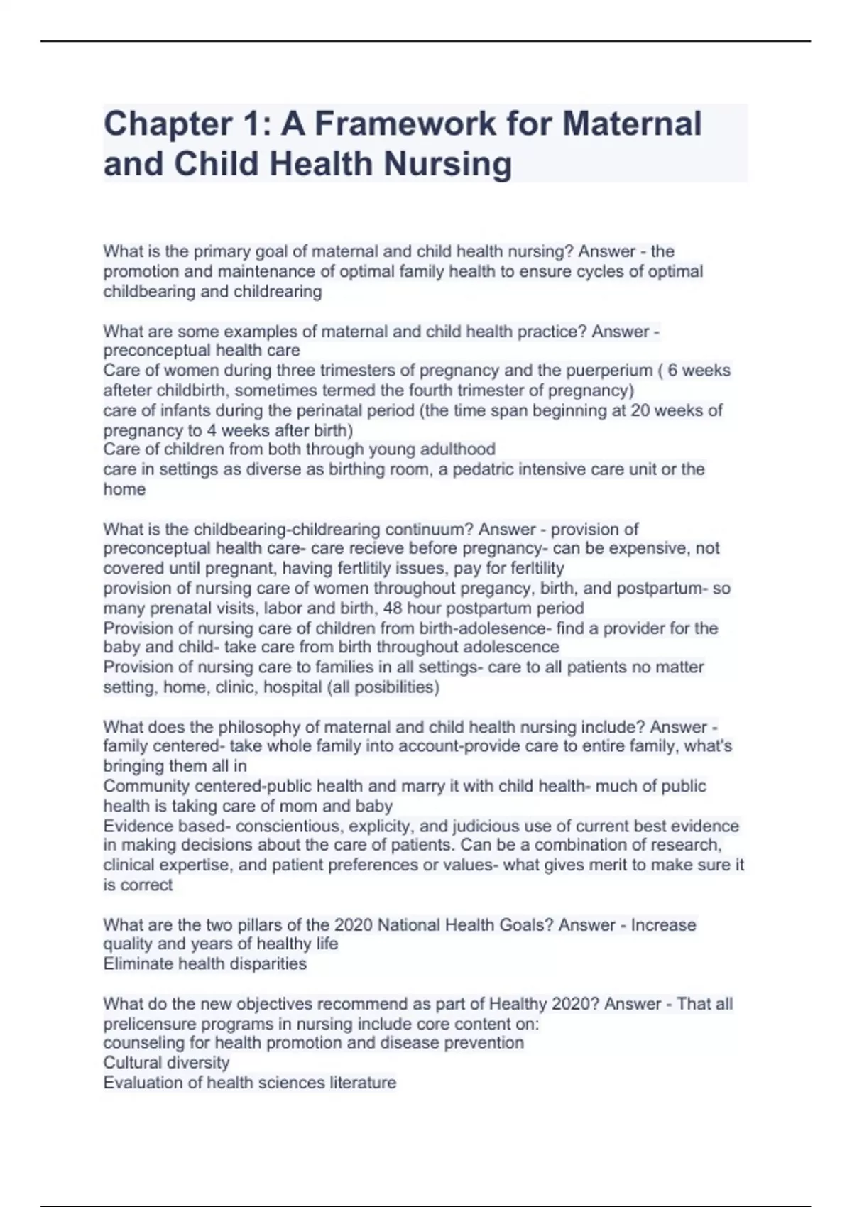 Chapter 1: A Framework for Maternal and Child Health Nursing - Maternal ...