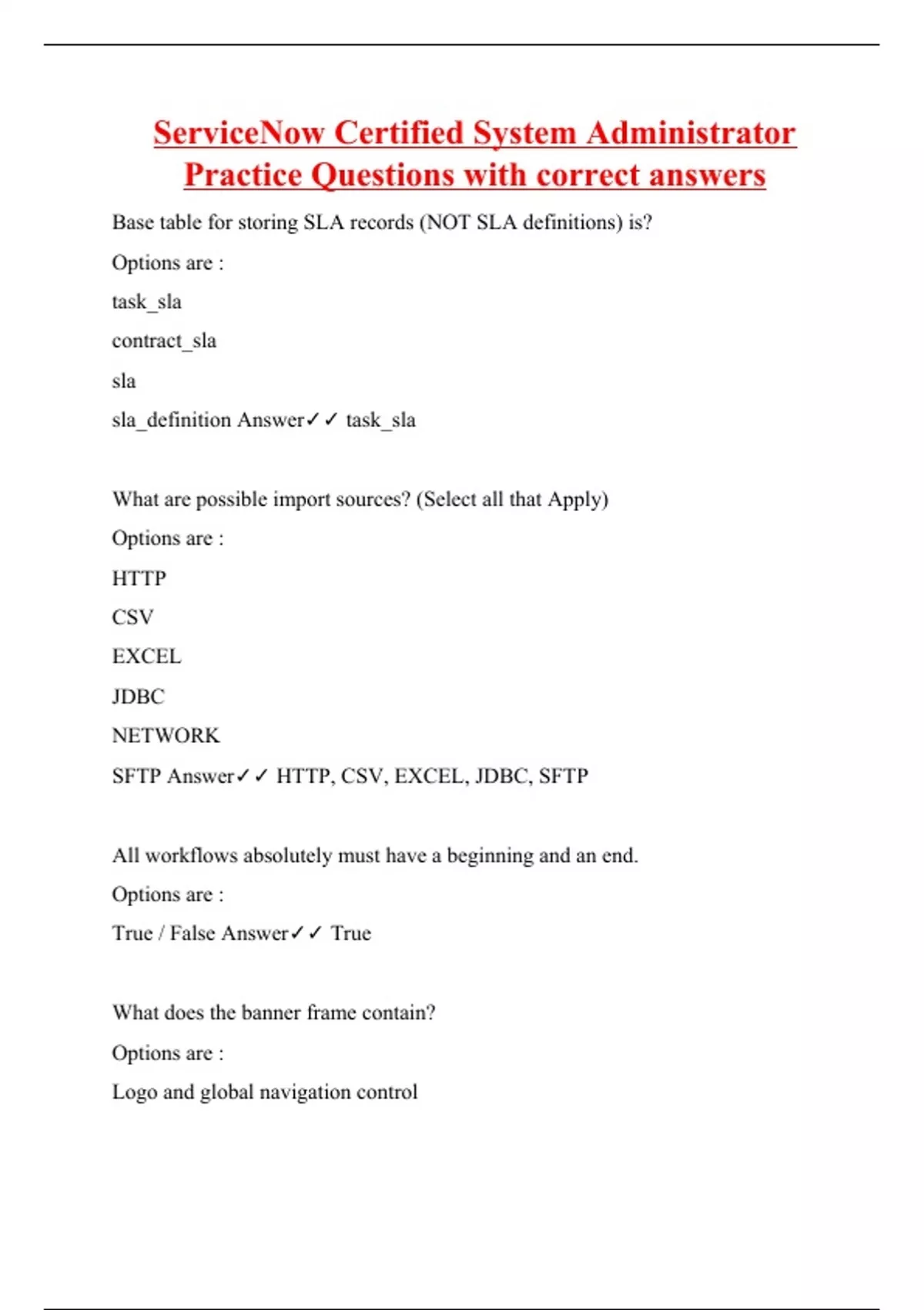 ServiceNow Certified System Administrator Practice Questions with ...