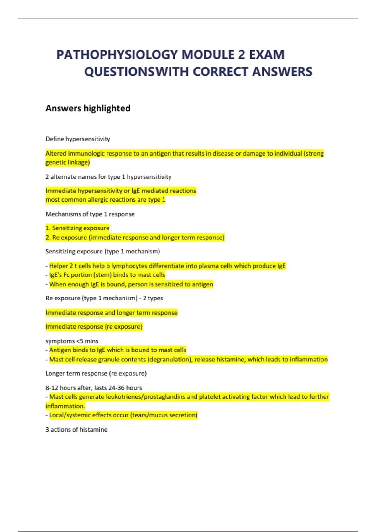 PATHOPHYSIOLOGY MODULE 2 EXAM QUESTIONS WITH CORRECT ANSWERS ...