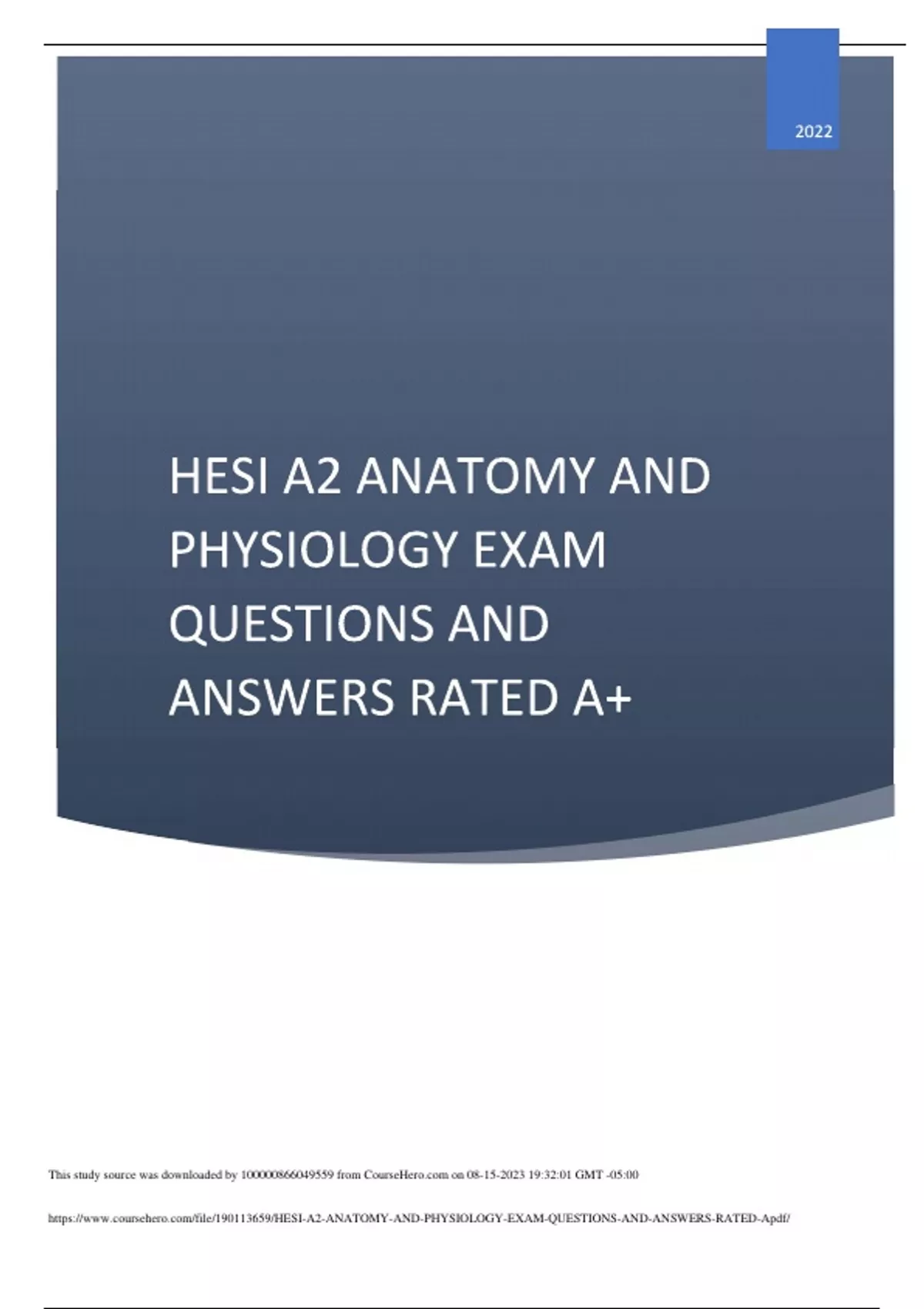 HESI A2 Anatomy AND Physiology - Stuvia US