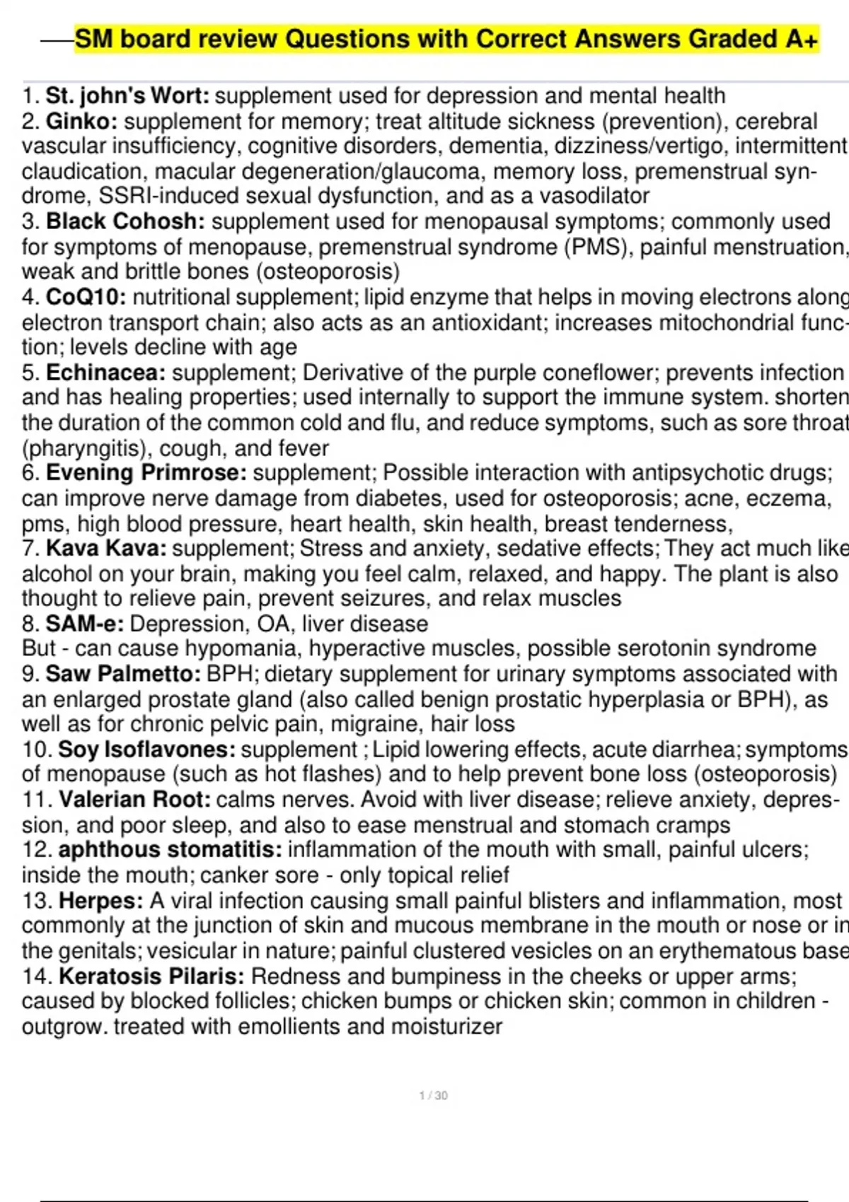 SM board review Questions with Correct Answers Graded A+ - SM board ...