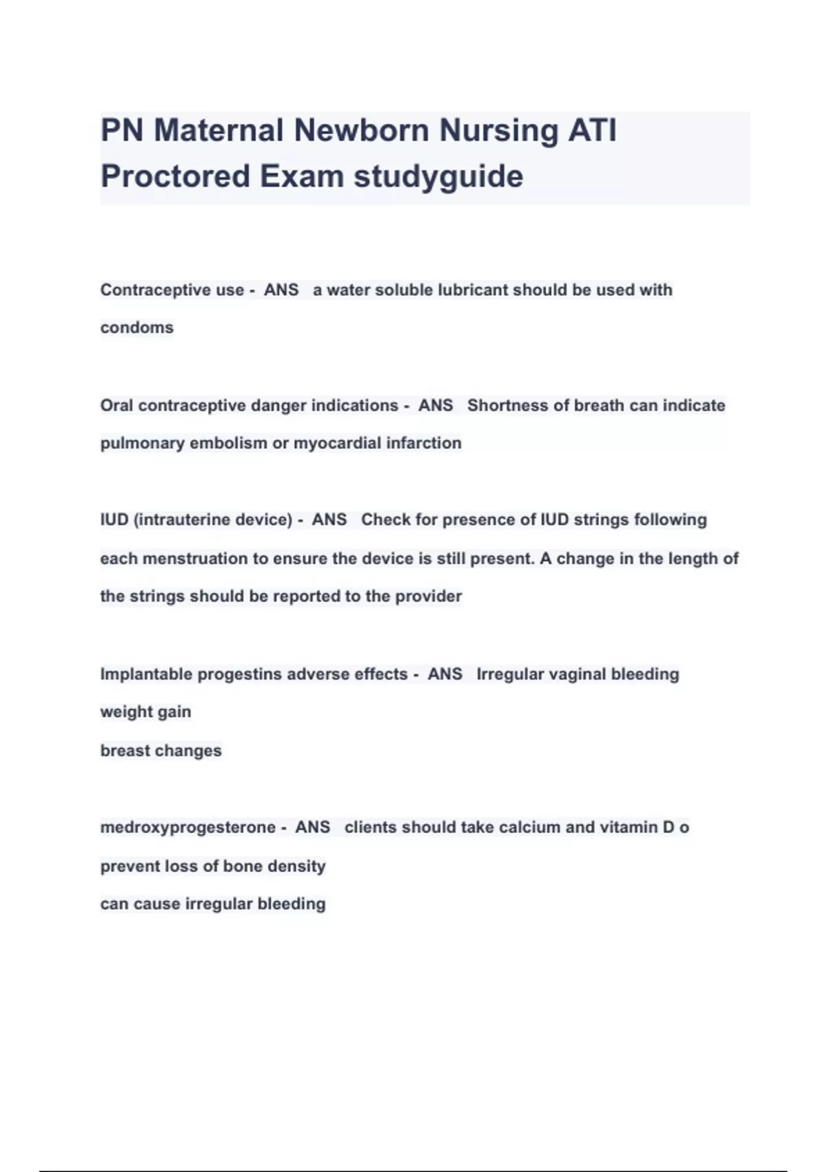 ATI PN Proctored Maternal Newborn 2023 FULL BUNDLE!! ALL PACKAGED HERE ...