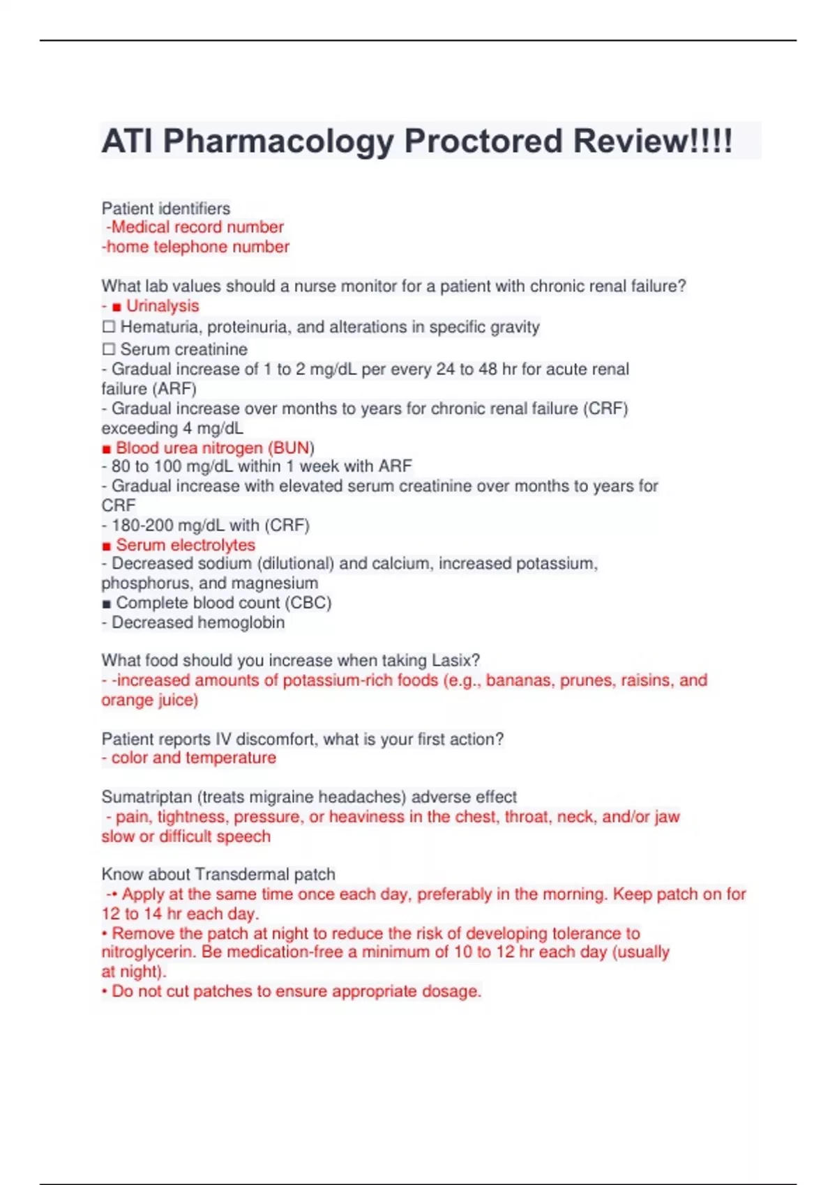 ATI Pharmacology Proctored Review!!!! - ATI Pharmacology Proctor ...