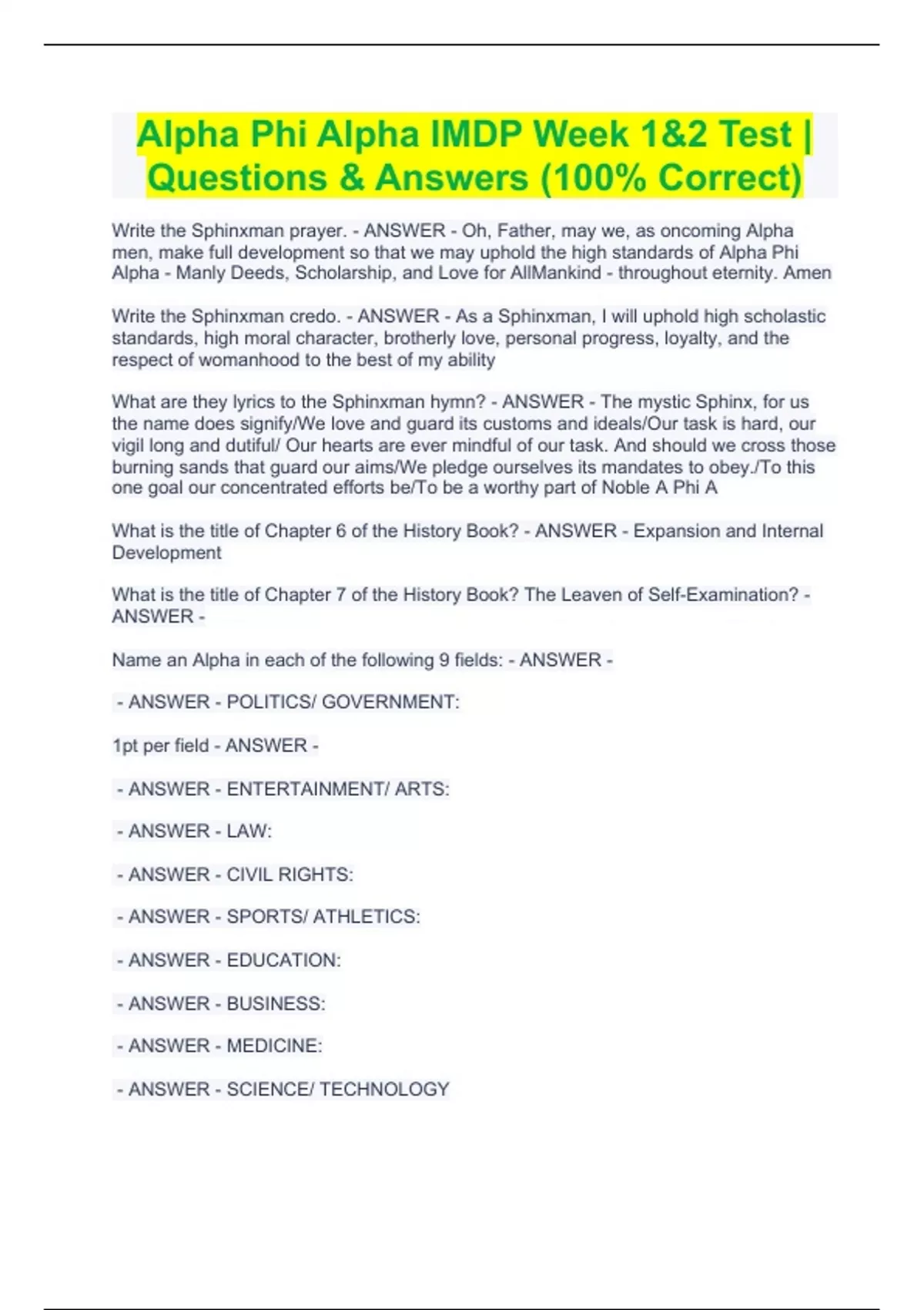 Alpha Phi Alpha Test for IMDP (Entry) Test BUNDLE || Complete Questions ...