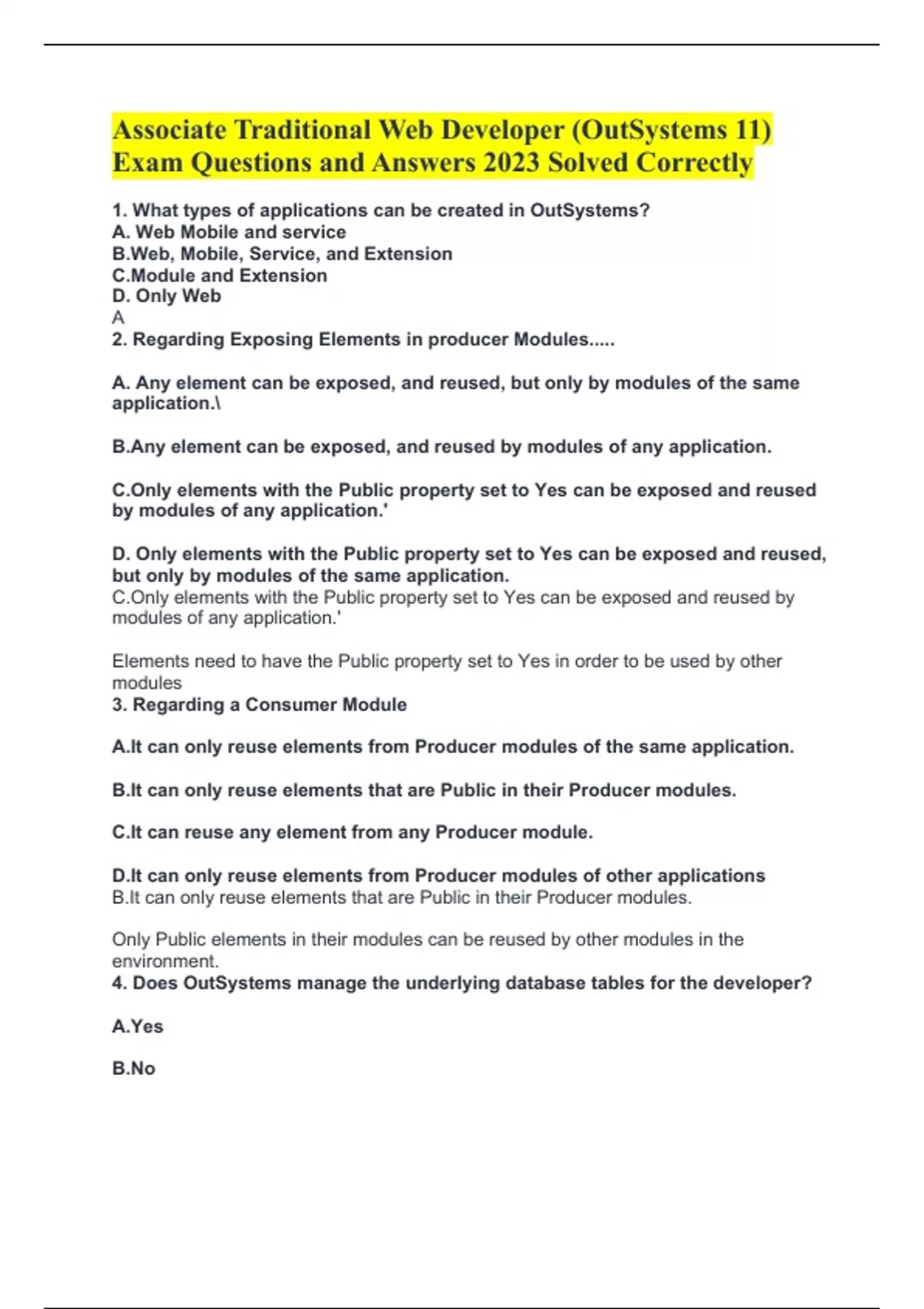 Associate Traditional Web Developer Outsystems 11 Exam Questions And