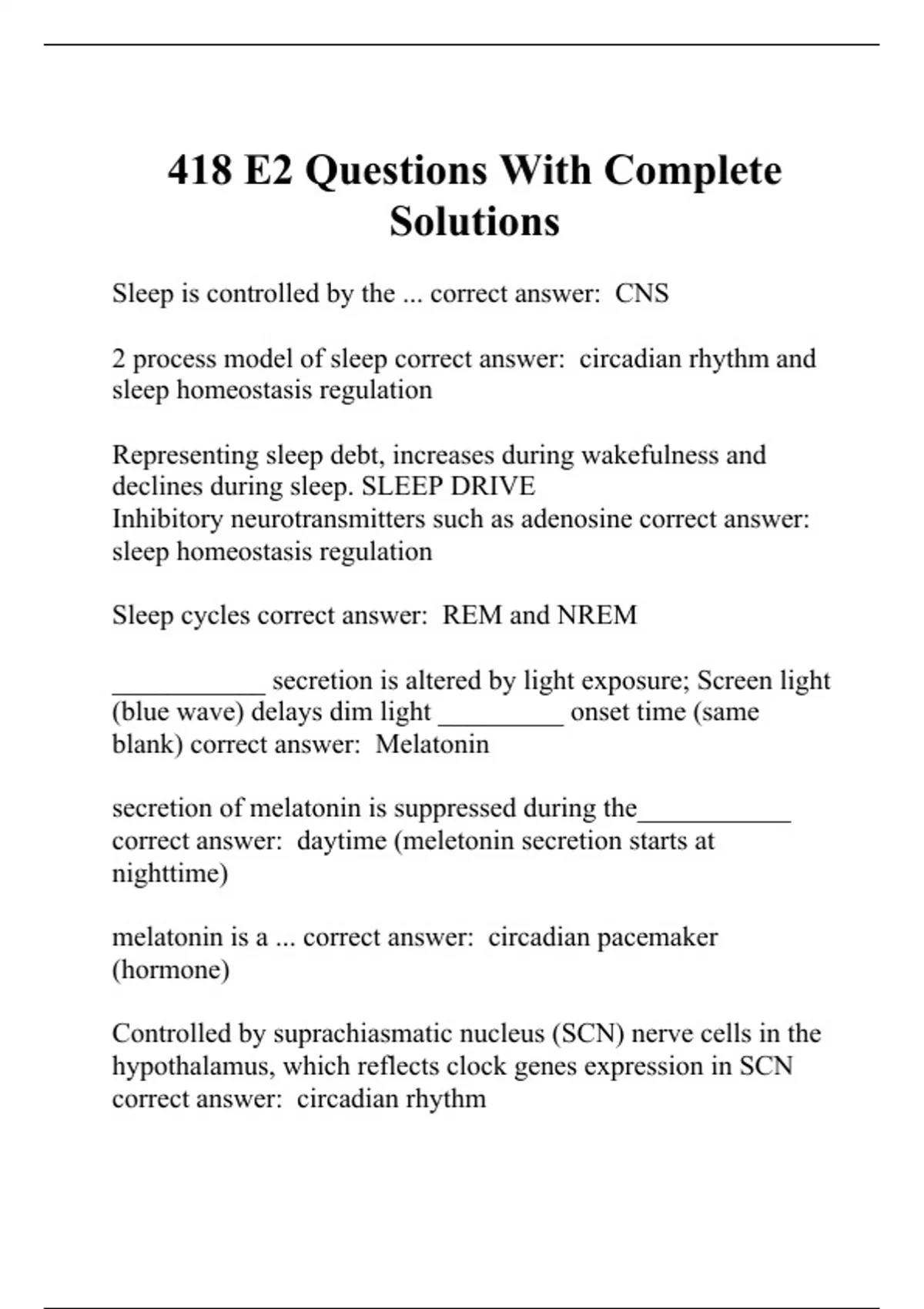 418 E2 Questions With Complete Solutions - 418 E2 - Stuvia US