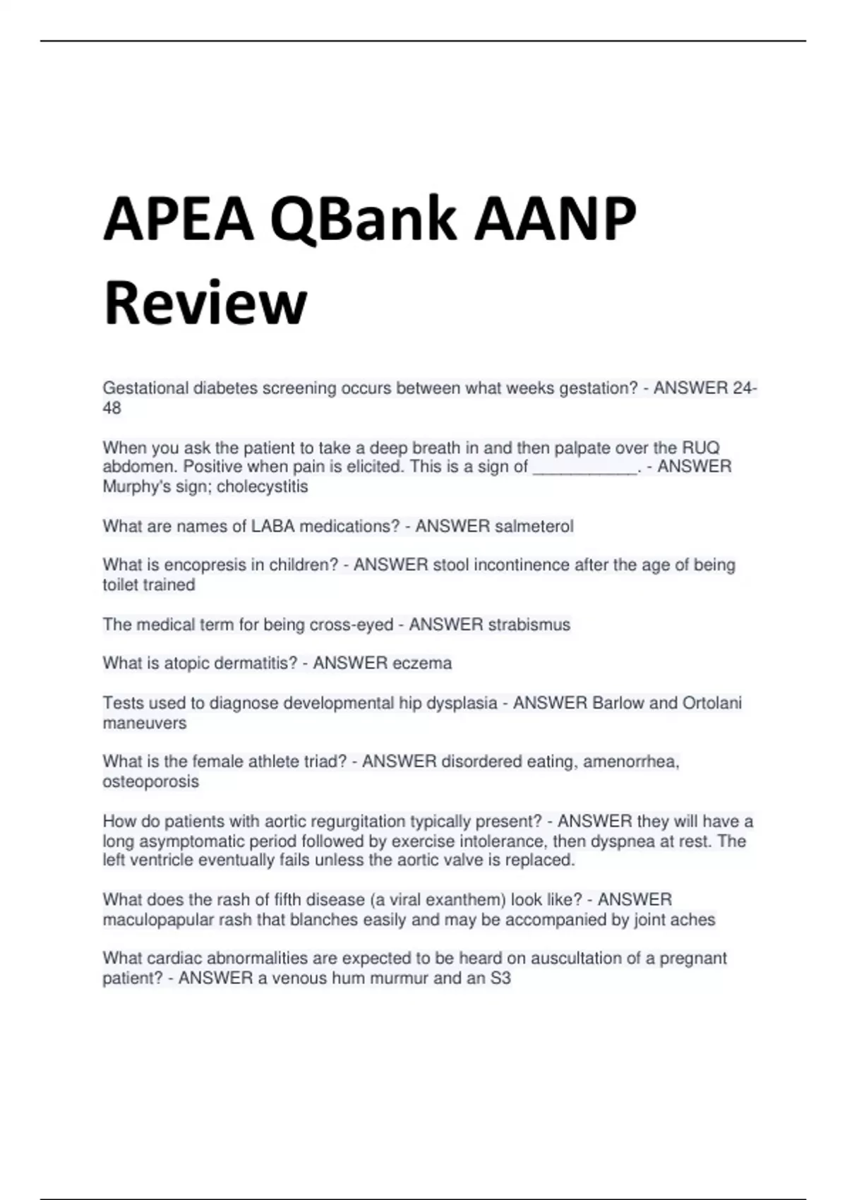 APEA QBank AANP Review - APEA QBank AANP - Stuvia US