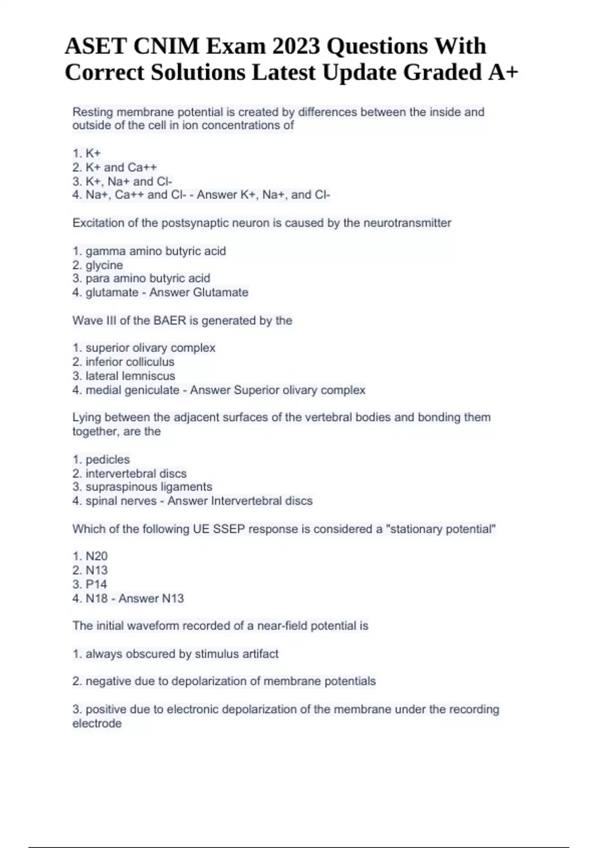 ASET CNIM Exam 2023 Questions With Correct Solutions Latest Update ...