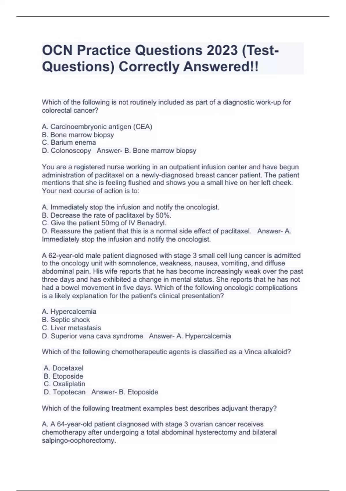 OCN Practice Questions 2023 (Test-Questions) Correctly Answered!! - OCN ...