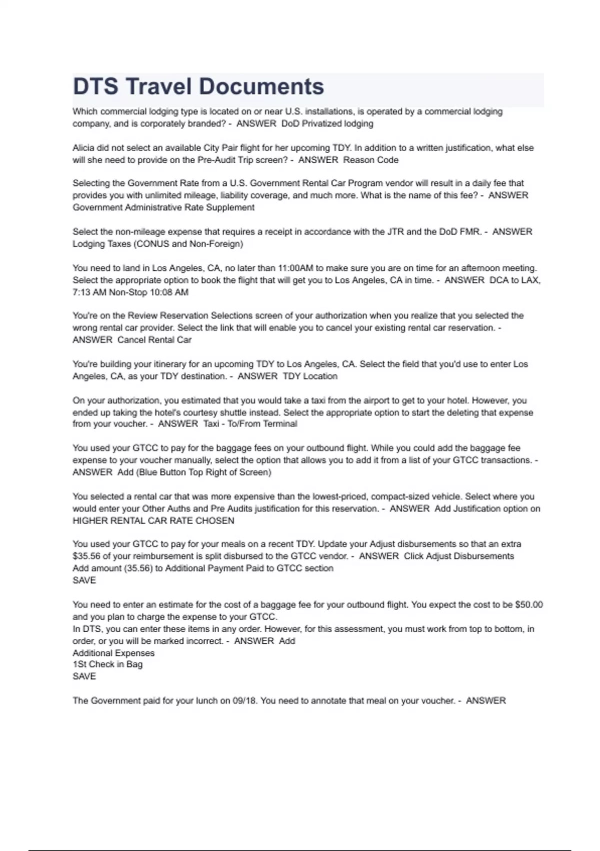 DTS Travel Documents |A+ GRADED ACTUAL EXAM 2023/2024|QUESTIONS ...