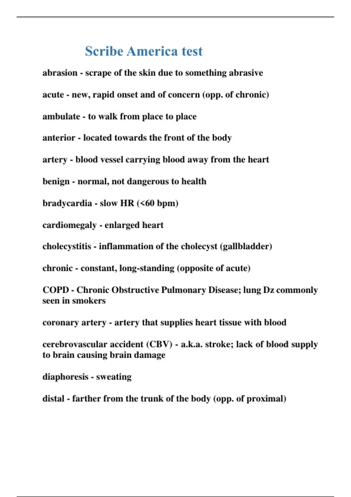 Scribe America test - Scribe America outpatient - Stuvia US