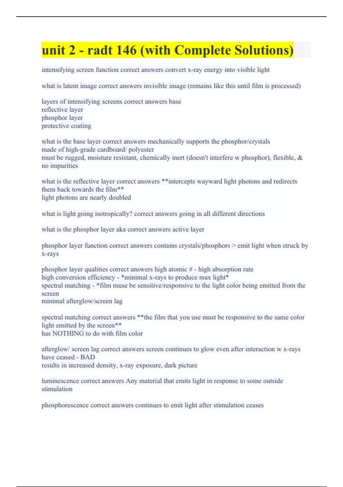 unit 2 - radt 146 (with Complete Solutions) - Radt 146 - Stuvia US