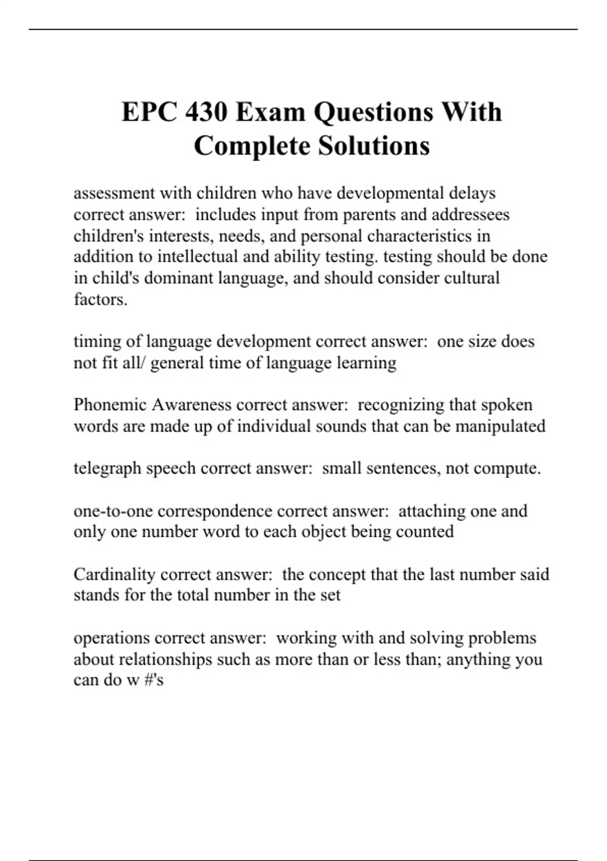 EPC 430 Exam Questions With Complete Solutions - EPC 430 - Stuvia US