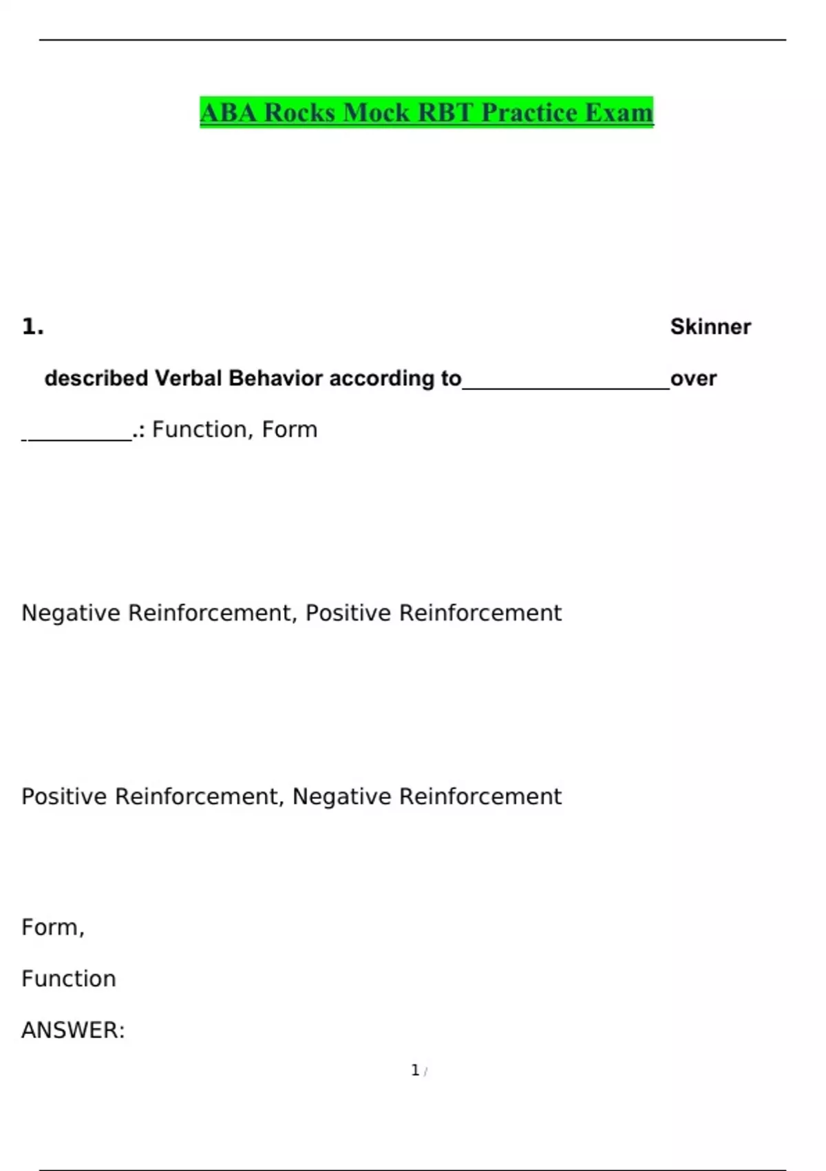 ABA Rocks Mock RBT Practice Exam Form A Latest 2023 with complete ...