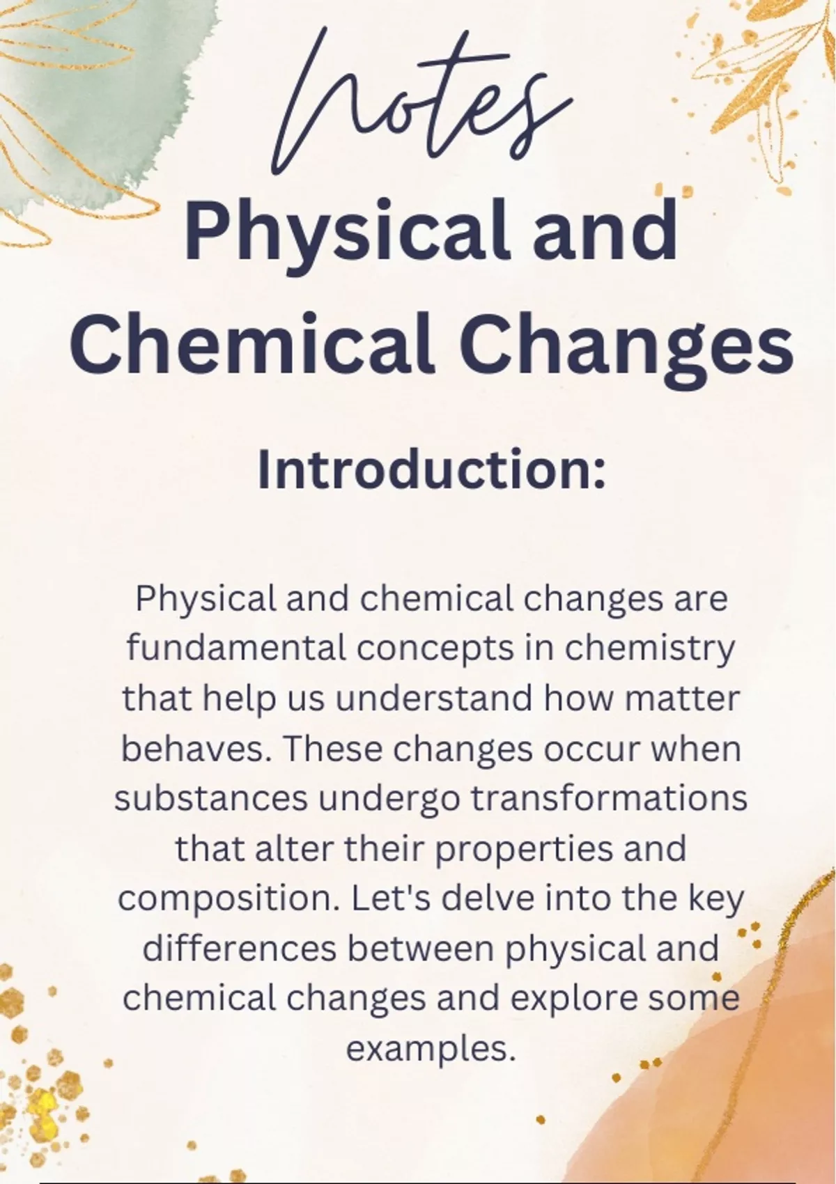 Physical and Chemical changes Science notes 2023 - Science - Stuvia US
