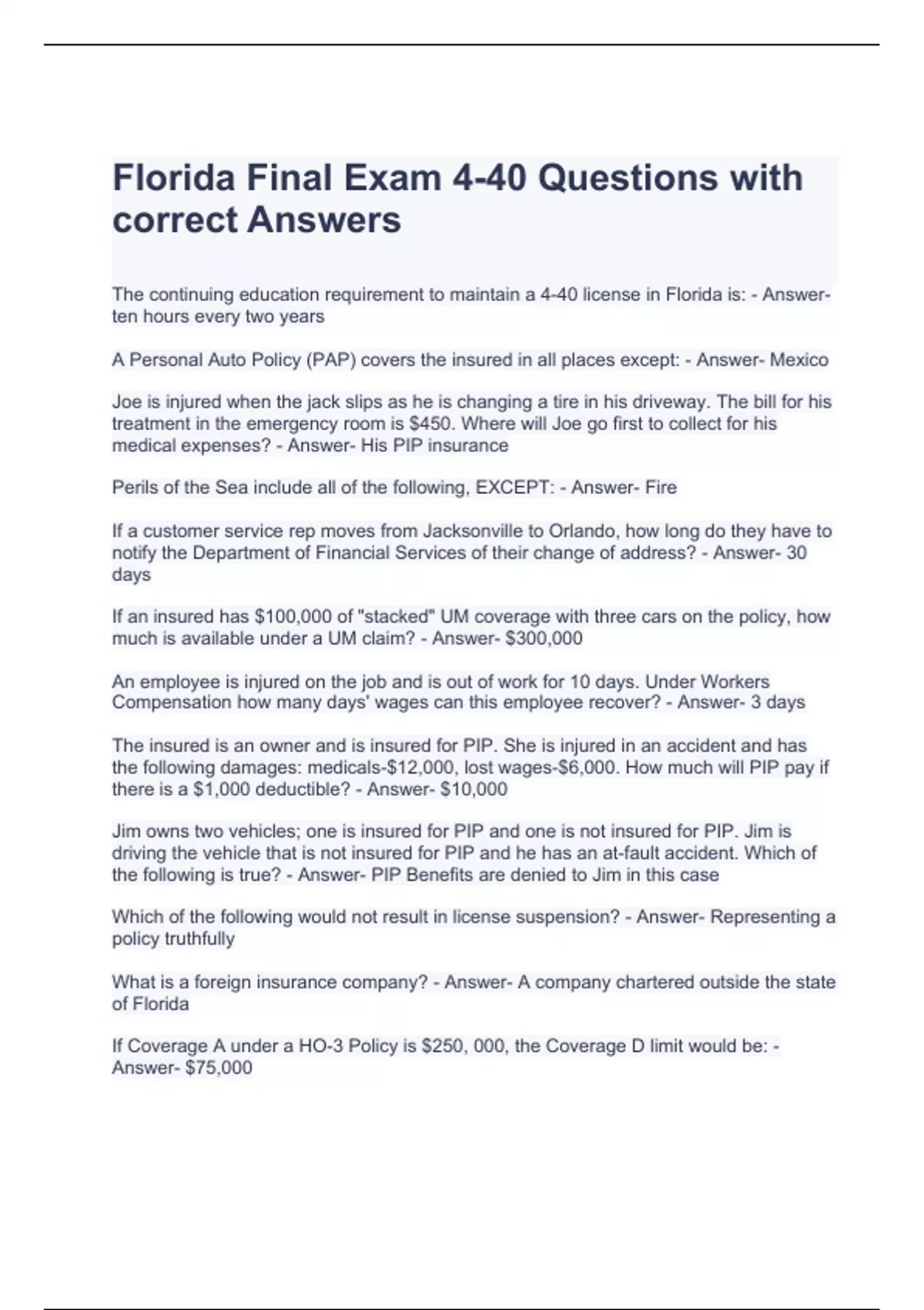 Florida Final Exam 4-40 Questions with correct Answers - Florida 4-40 ...