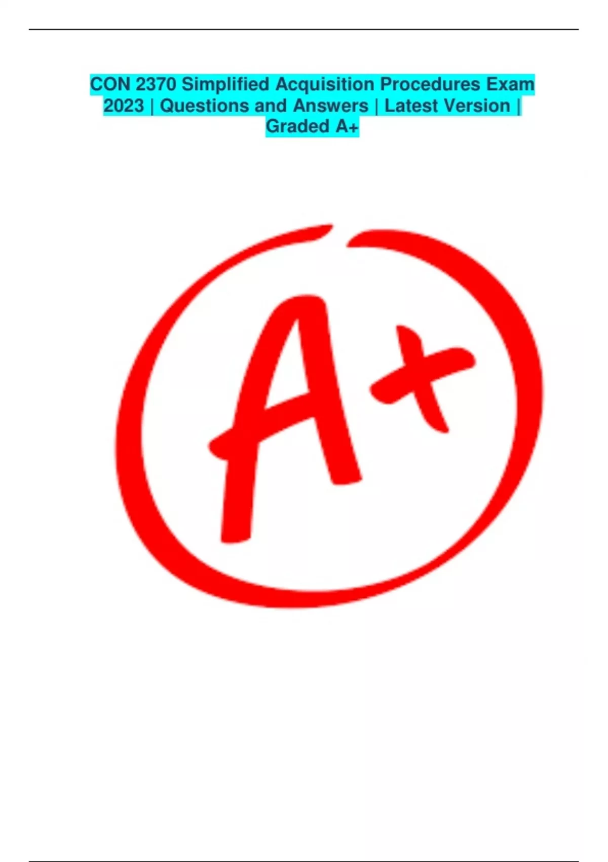 CON 2370 (SAP) (Bundle) Simplified Acquisition Procedures Questions and ...