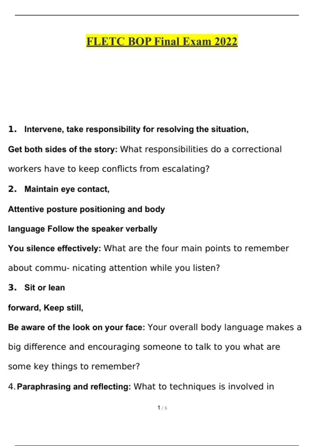 FLETC BOP Final Exam 2022 with complete solution - FLETC BOP - Stuvia US