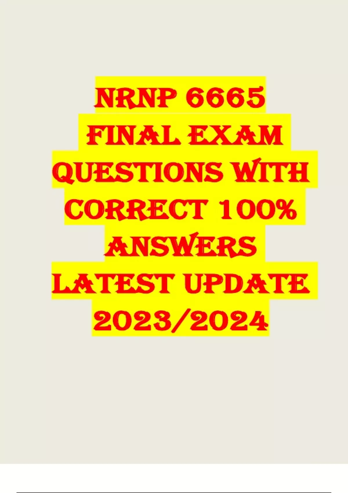 NRNP 6665 FINAL EXAM QUESTIONS WITH CORRECT 100% ANSWERS LATEST UPDATE ...