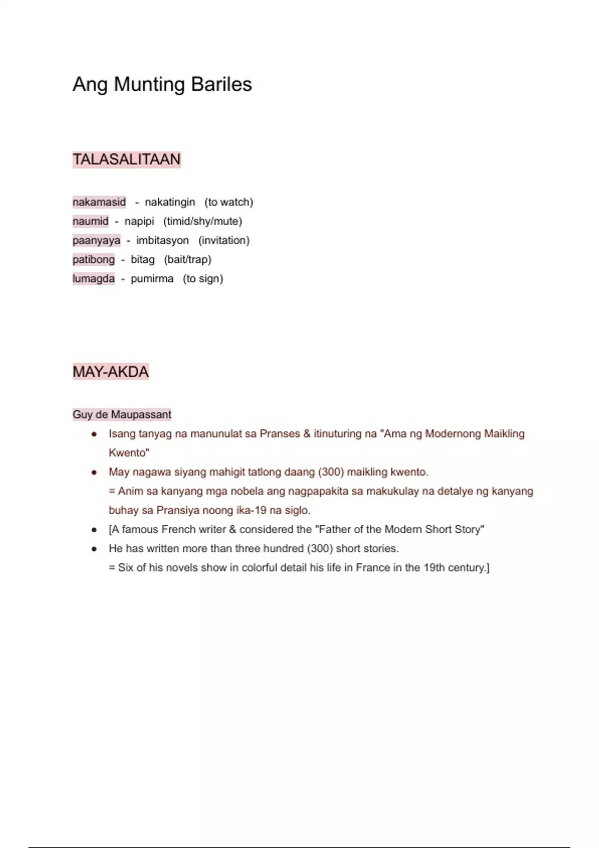 Ang Munting Bariles (with English Translation) - Filipino Study Guide ...