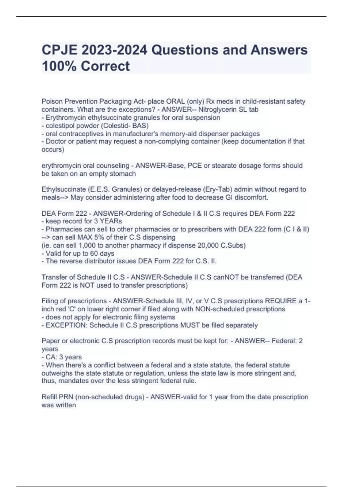 CPJE Questions and Answers 100% Correct - CPJE - Stuvia US