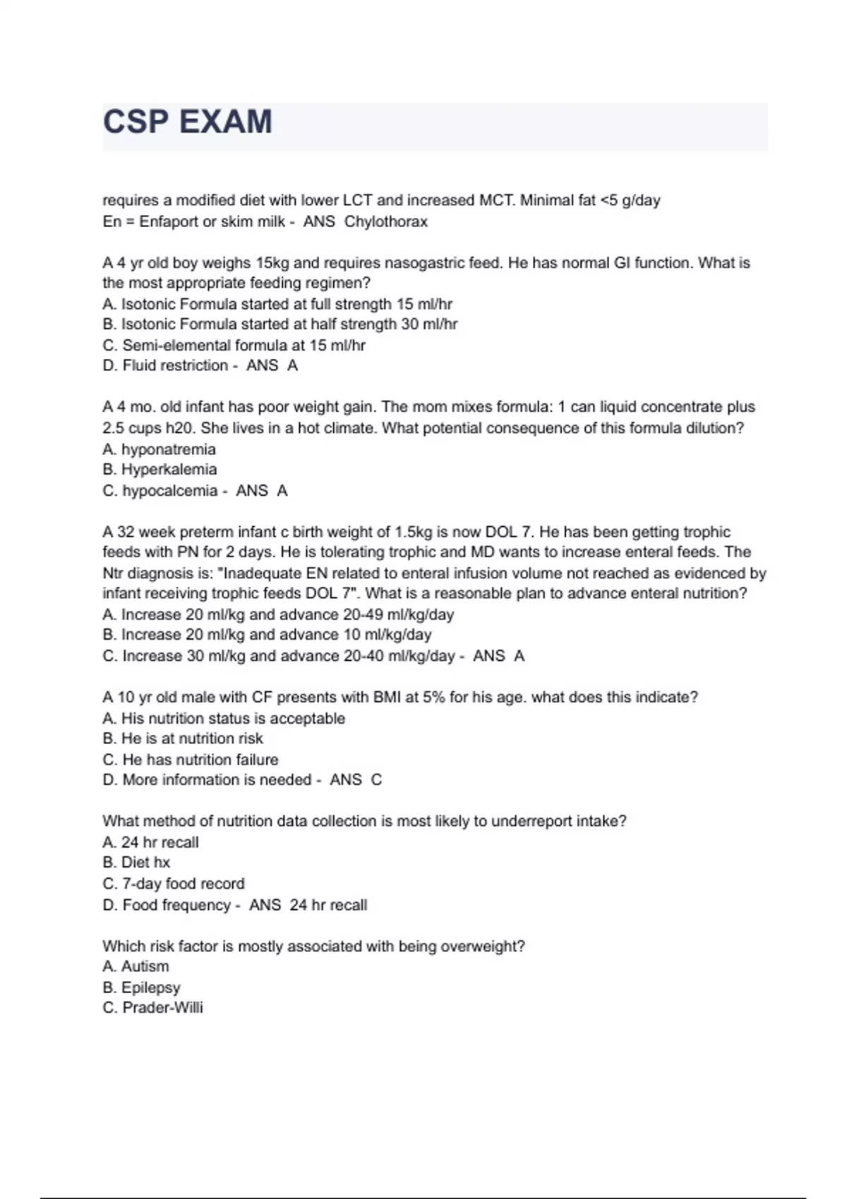 CSP EXAM Questions With Complete Solutions - CSP - Stuvia US