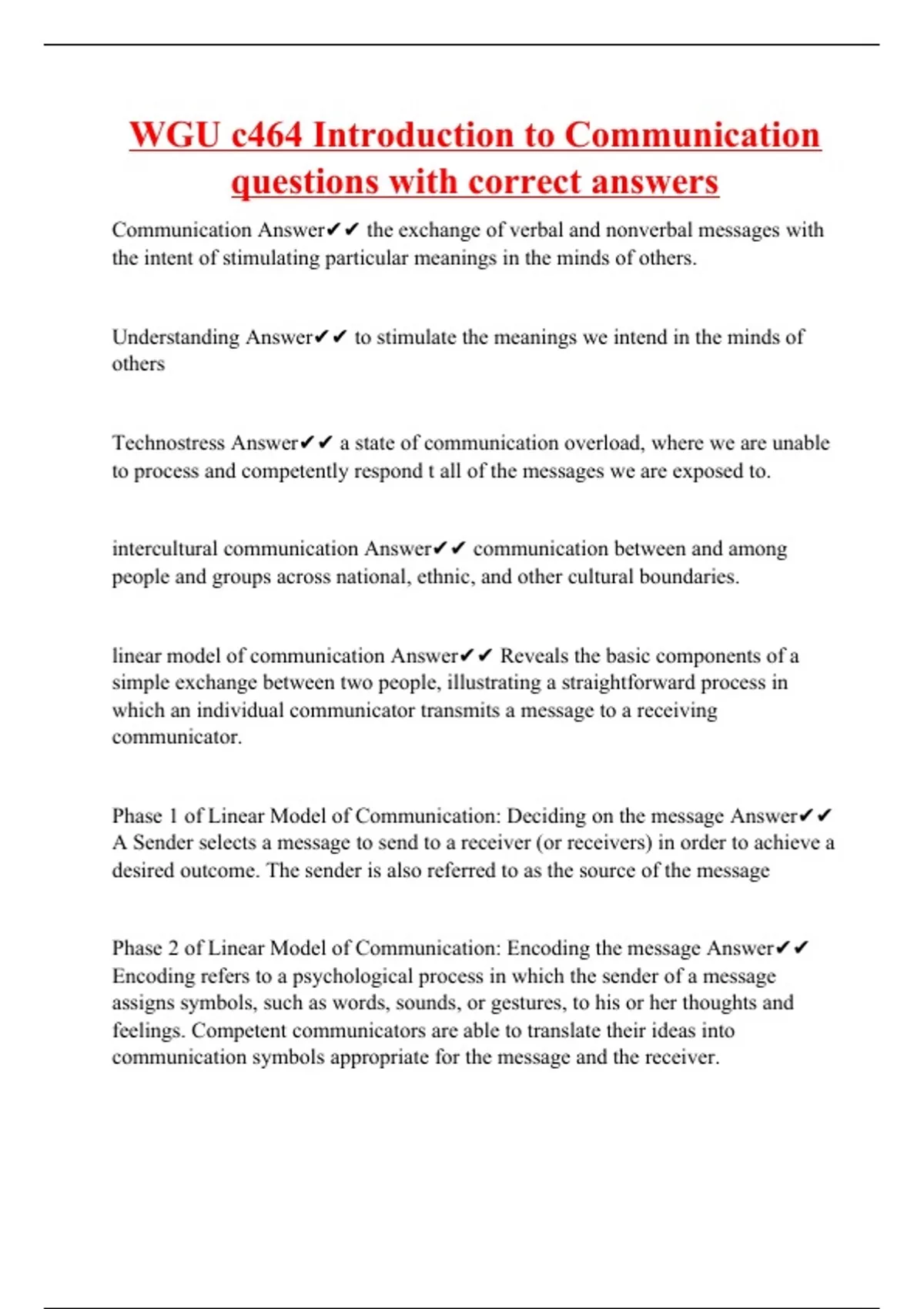 WGU c464 Introduction to Communication questions with correct answers ...