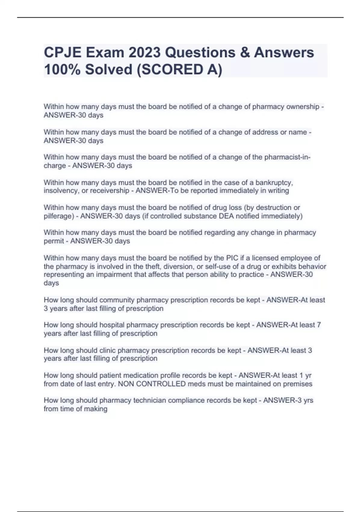 CPJE Exam 2023 Questions & Answers 100% Solved (SCORED A) - CPJE ...