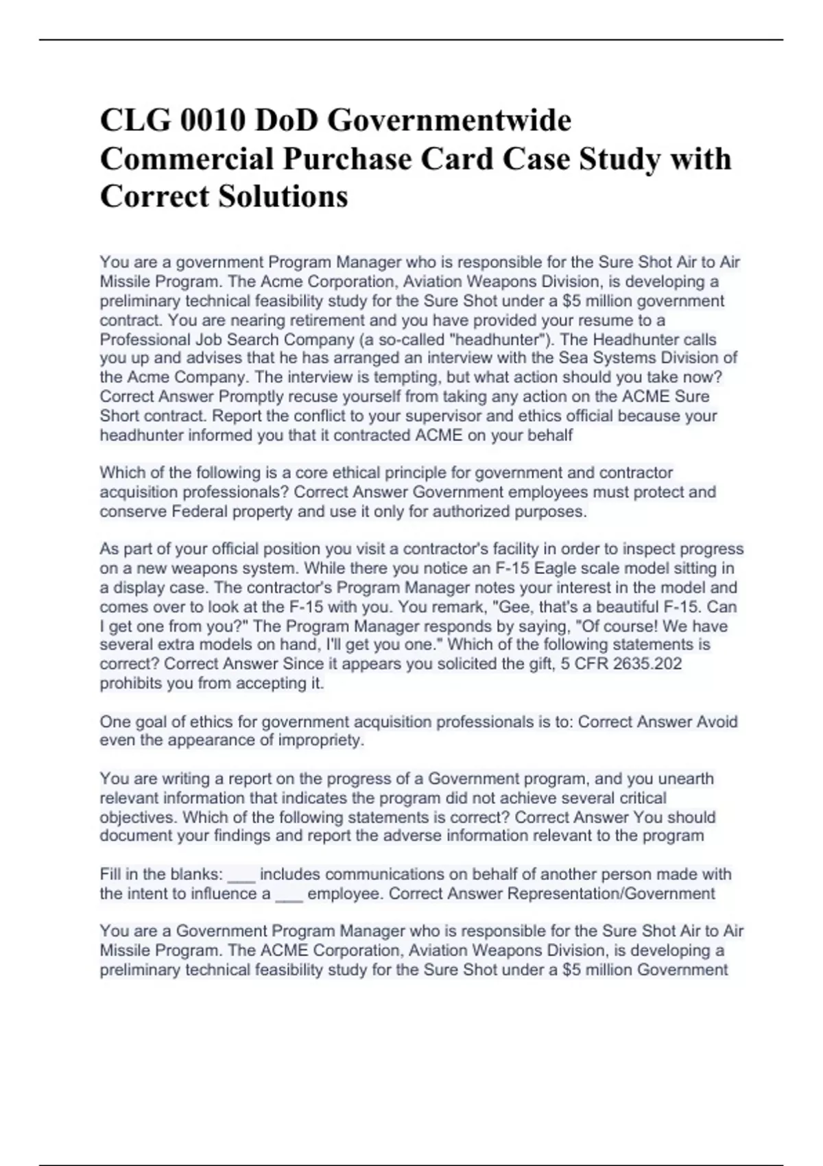 CLG 0010 DoD Governmentwide Commercial Purchase Card Case Study with ...