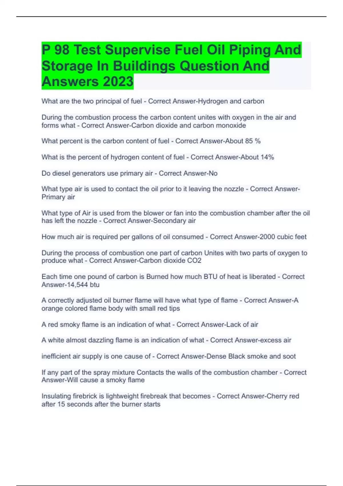 P 98 Test Supervise Fuel Oil Piping And Storage In Buildings Question ...