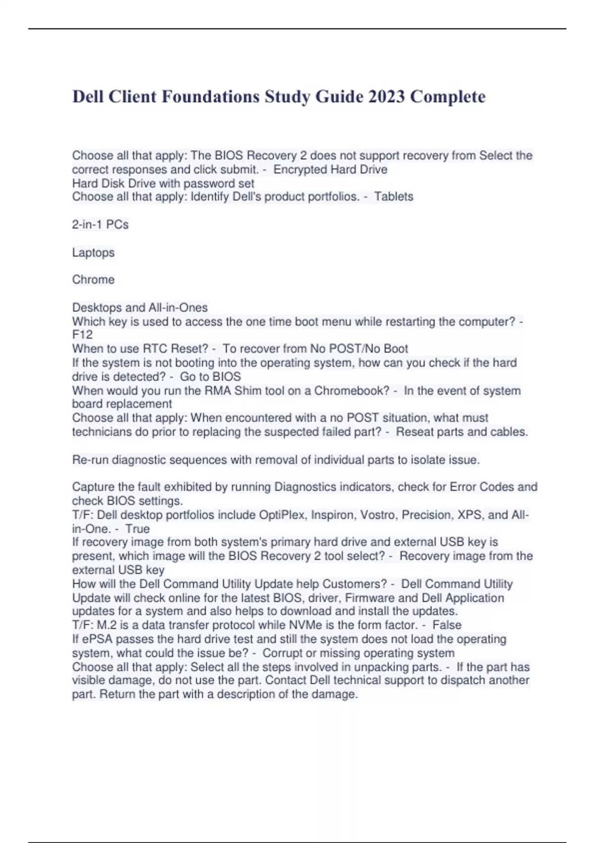 DELL CLIENT FOUNDATIONS 2023 VERIFIED 100% - Stuvia US