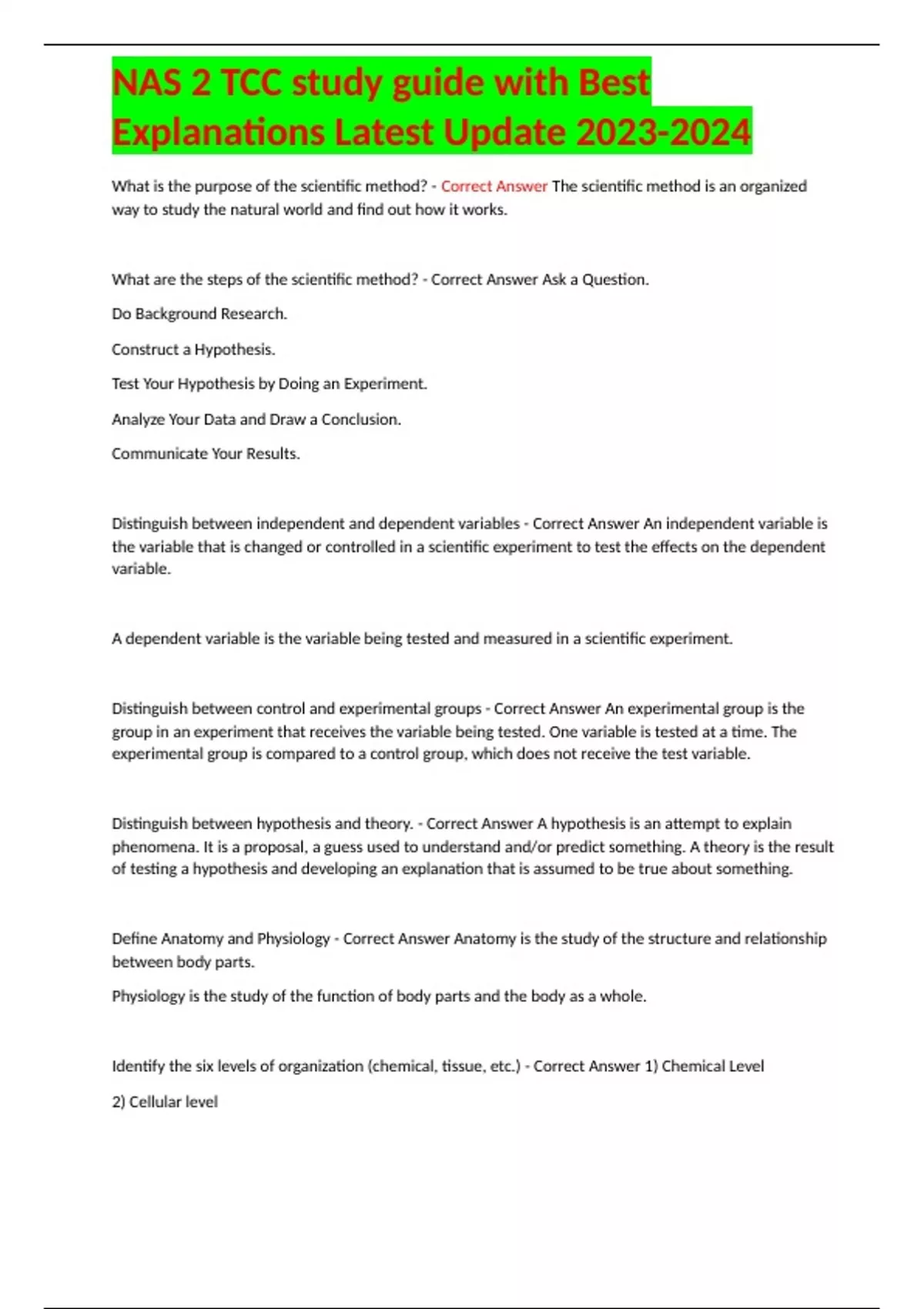 NAS 2 TCC study guide with Best Explanations Latest Update - NAS 2 TCC ...