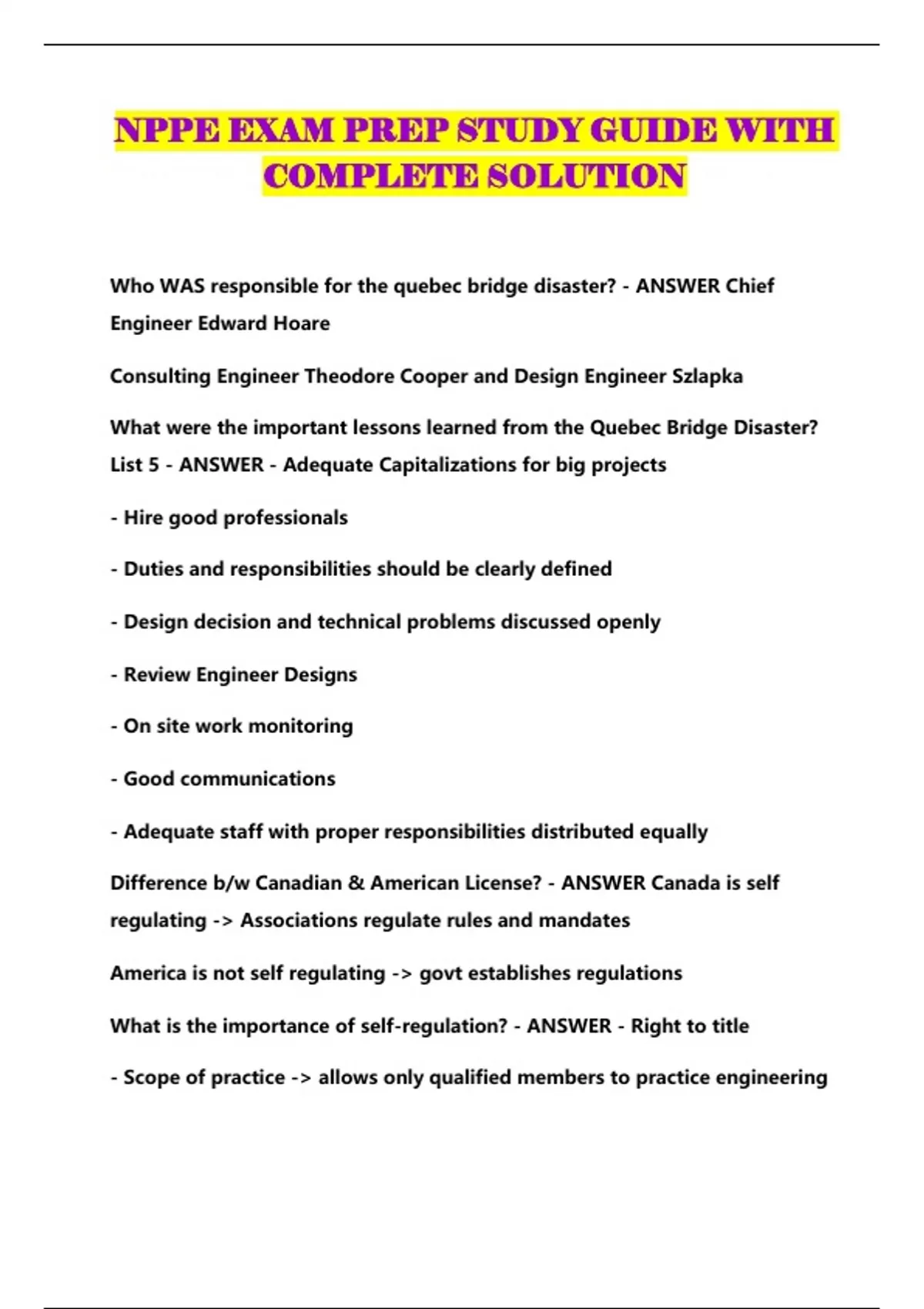 NPPE EXAM PREP STUDY GUIDE WITH COMPLETE SOLUTION - NPPE - Stuvia US