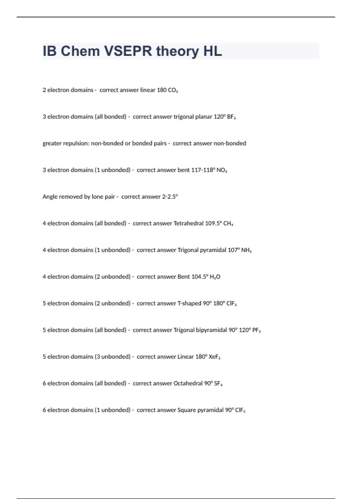 IB Chem VSEPR theory HL question correctly answered 2023 - Med chem ...